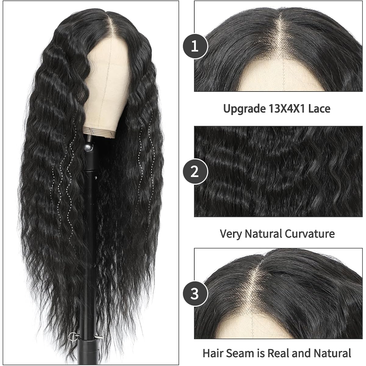 $4/mo - Finance Synthetic Lace Front Wigs Pre Plucked Natural Wavy Wig ...