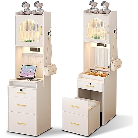Amazon.com: JDPAG Vanity Desk with Mirror and Lights, Makeup Vanity ...