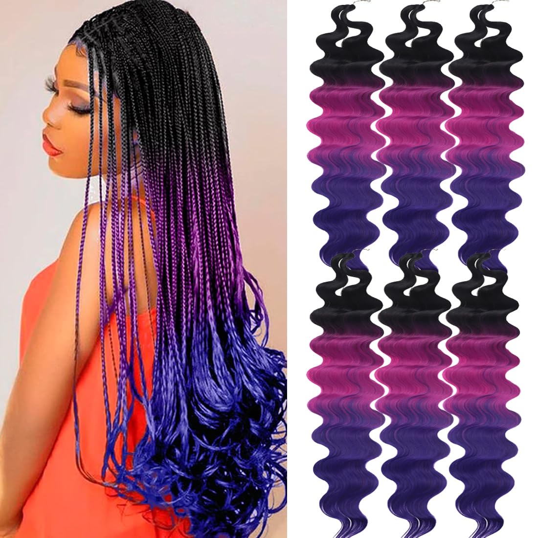 Amazon.com : 30 Inch Body Wave Crochet Hair 6 Packs Synthetic Curly ...