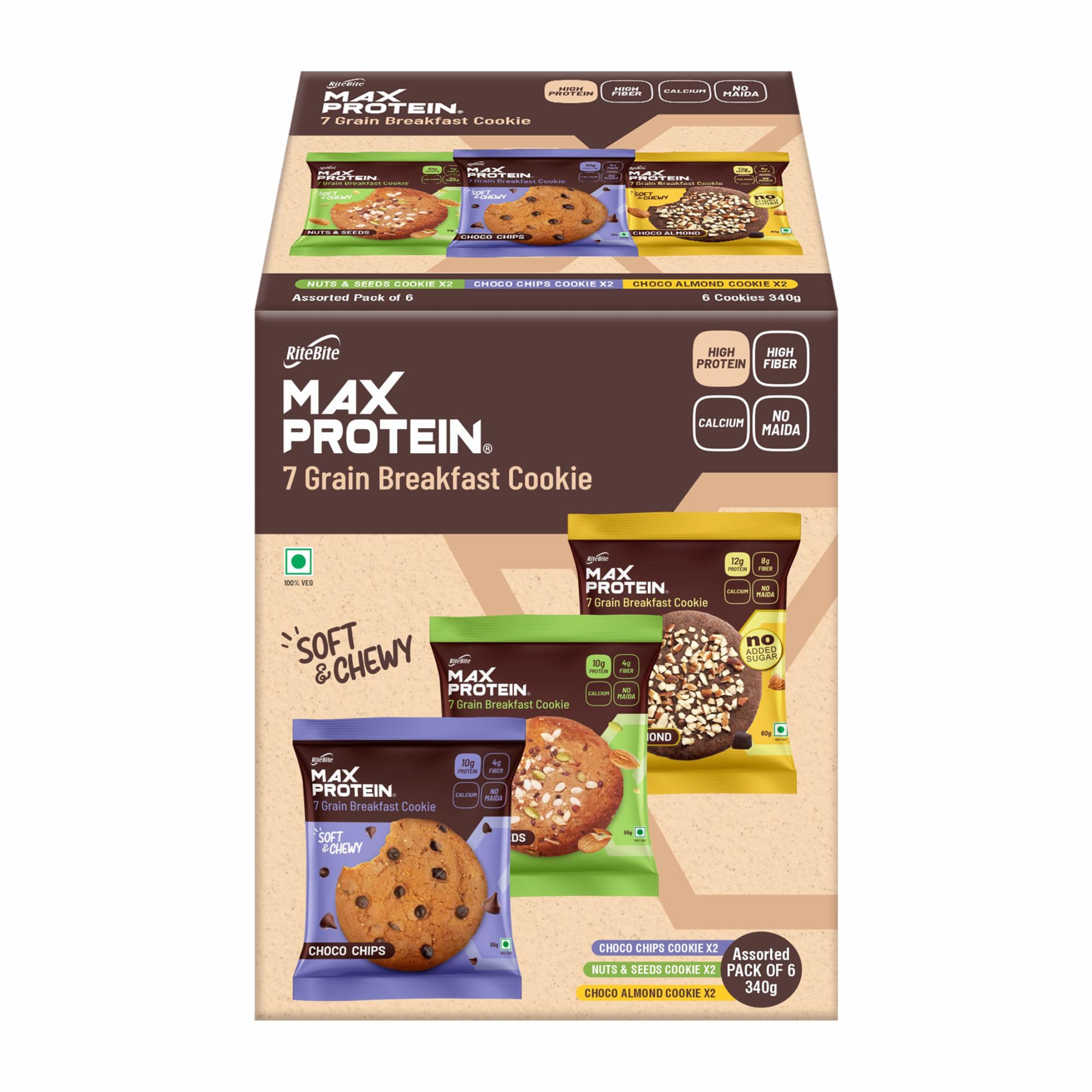 Ritebite Max Protein Assorted Cookies With 10g Protein 4g Fiber ...