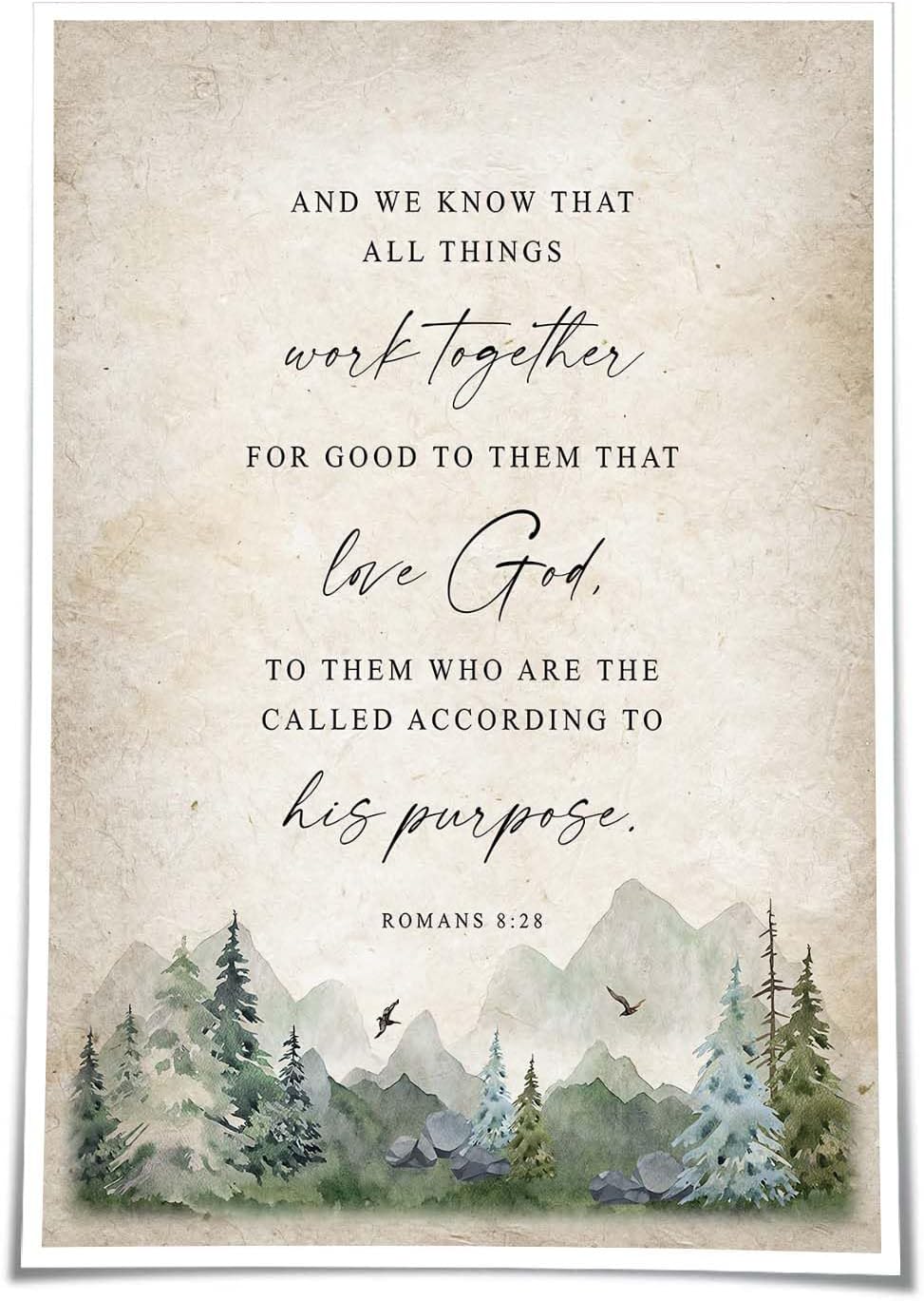 Amazon.com: Luiayeib Romans 8 28 Bible Verse Wall Art Watercolor ...
