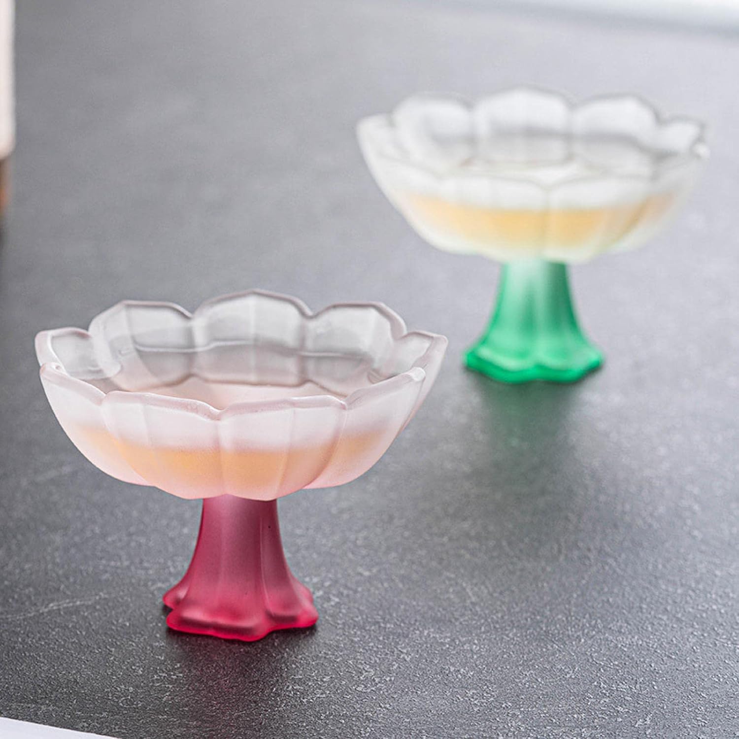 Amazon.com: ZHENZU Glass, high-Eye Teacup, high-Value Cup, Pink Twin ...