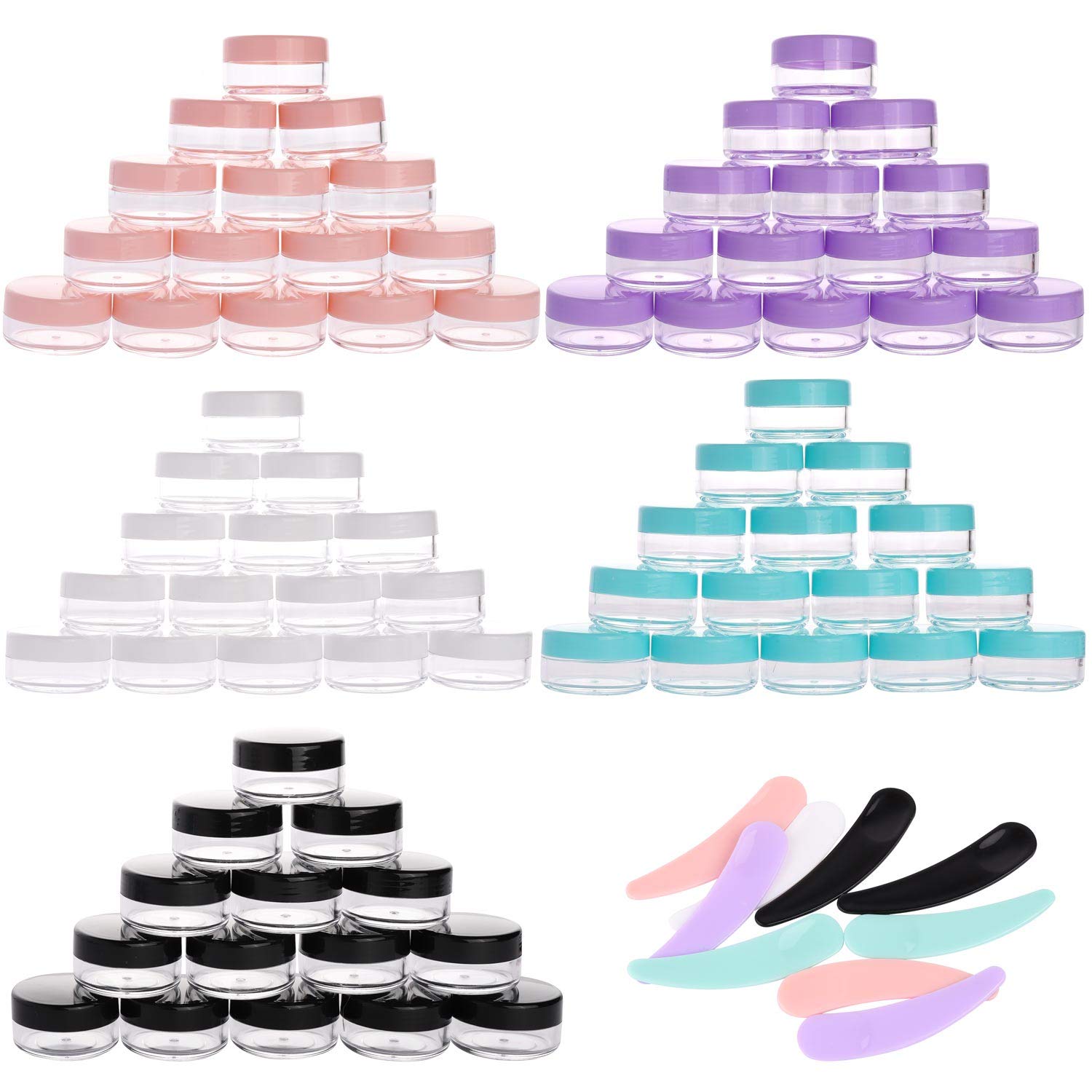 100 Count 10 gram Small Round Sample Containers with lids Cosmetic Jars ...