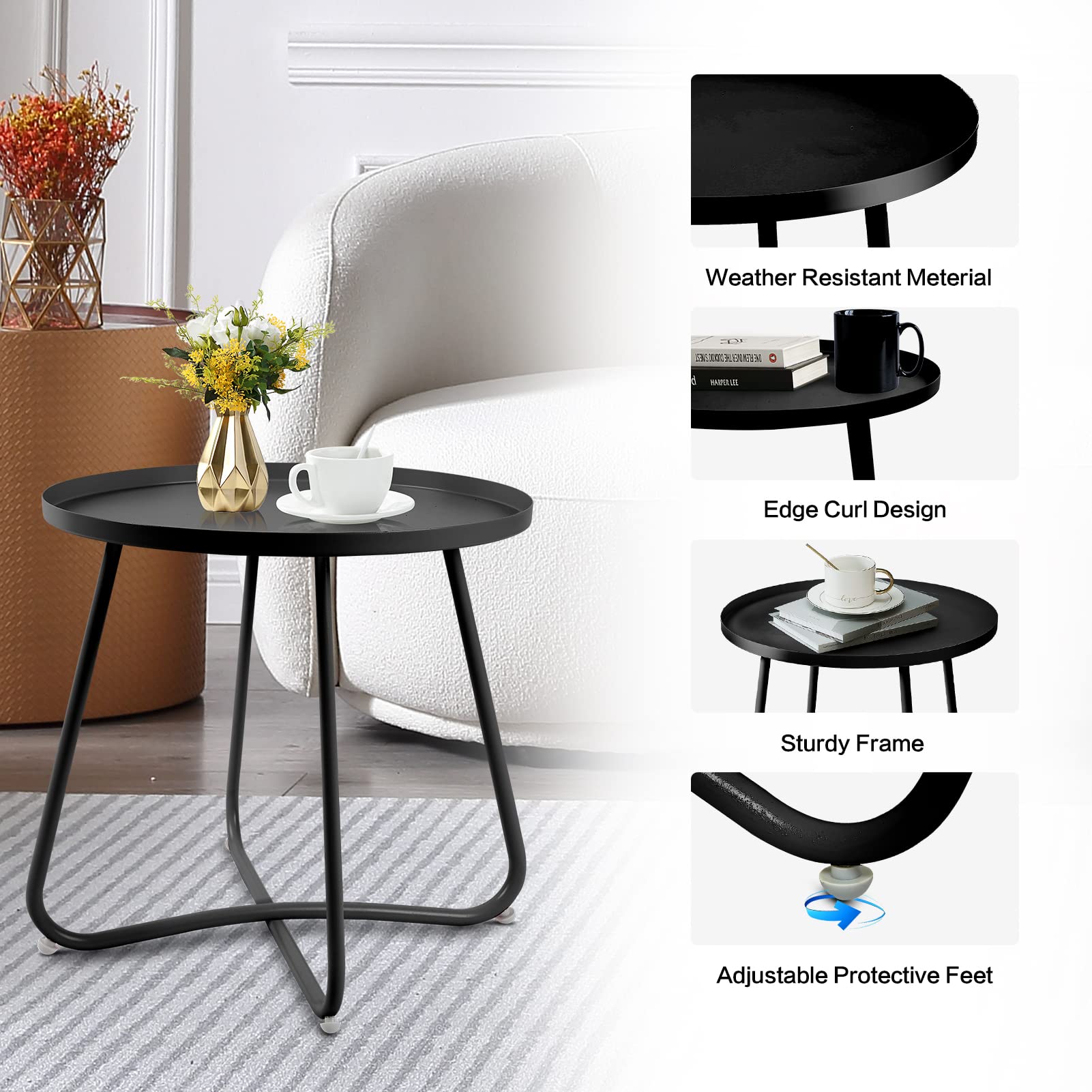 Snapklik.com : Gold Outdoor Side Tables, Small Outdoor Table, Round ...