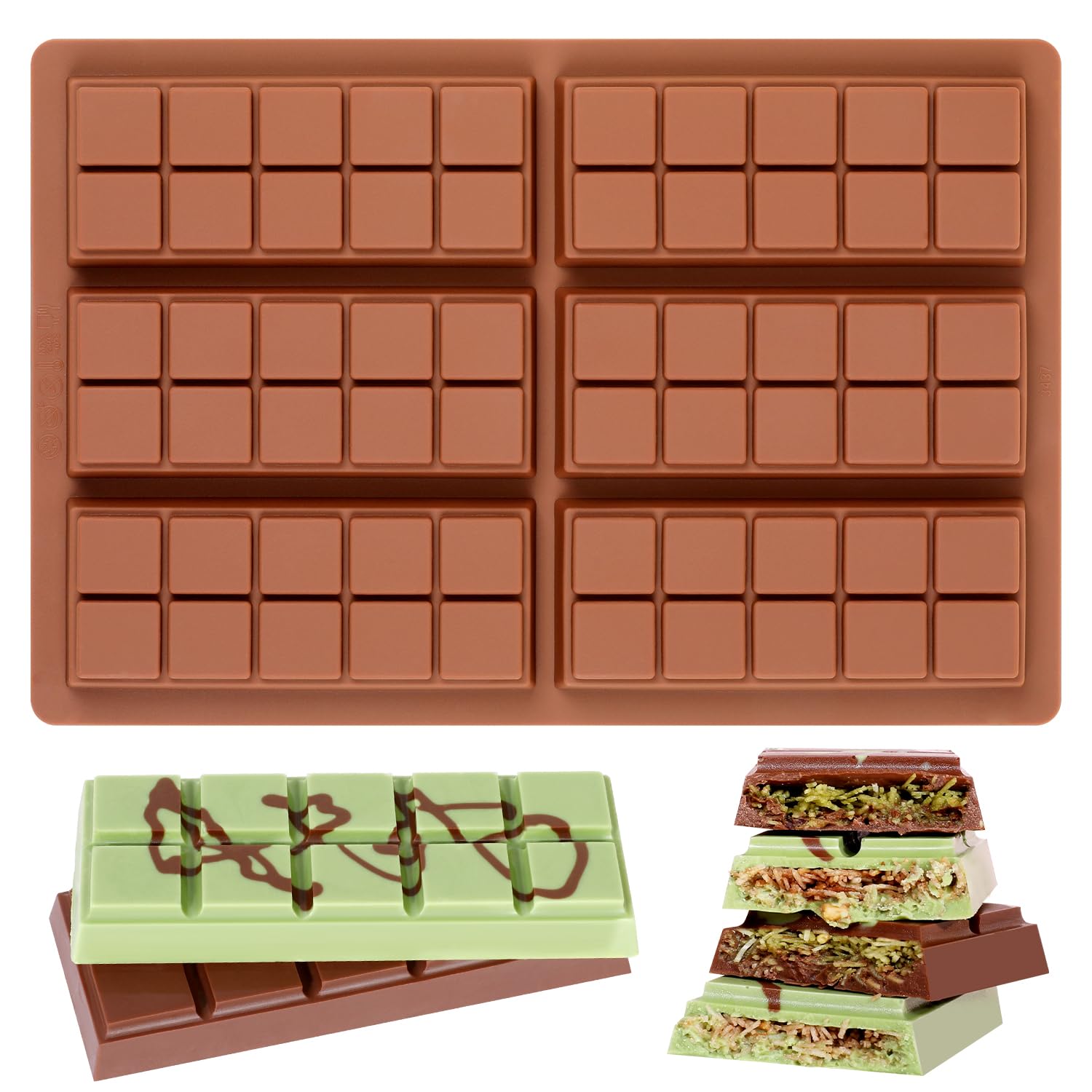 Fimary Chocolate Molds, Rectangle Chocolate Bar Sweet Molds Silicone ...