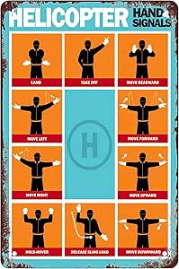 Amazon.com : Retro Funny Metal Sheet Signs helicopter hand signals ...