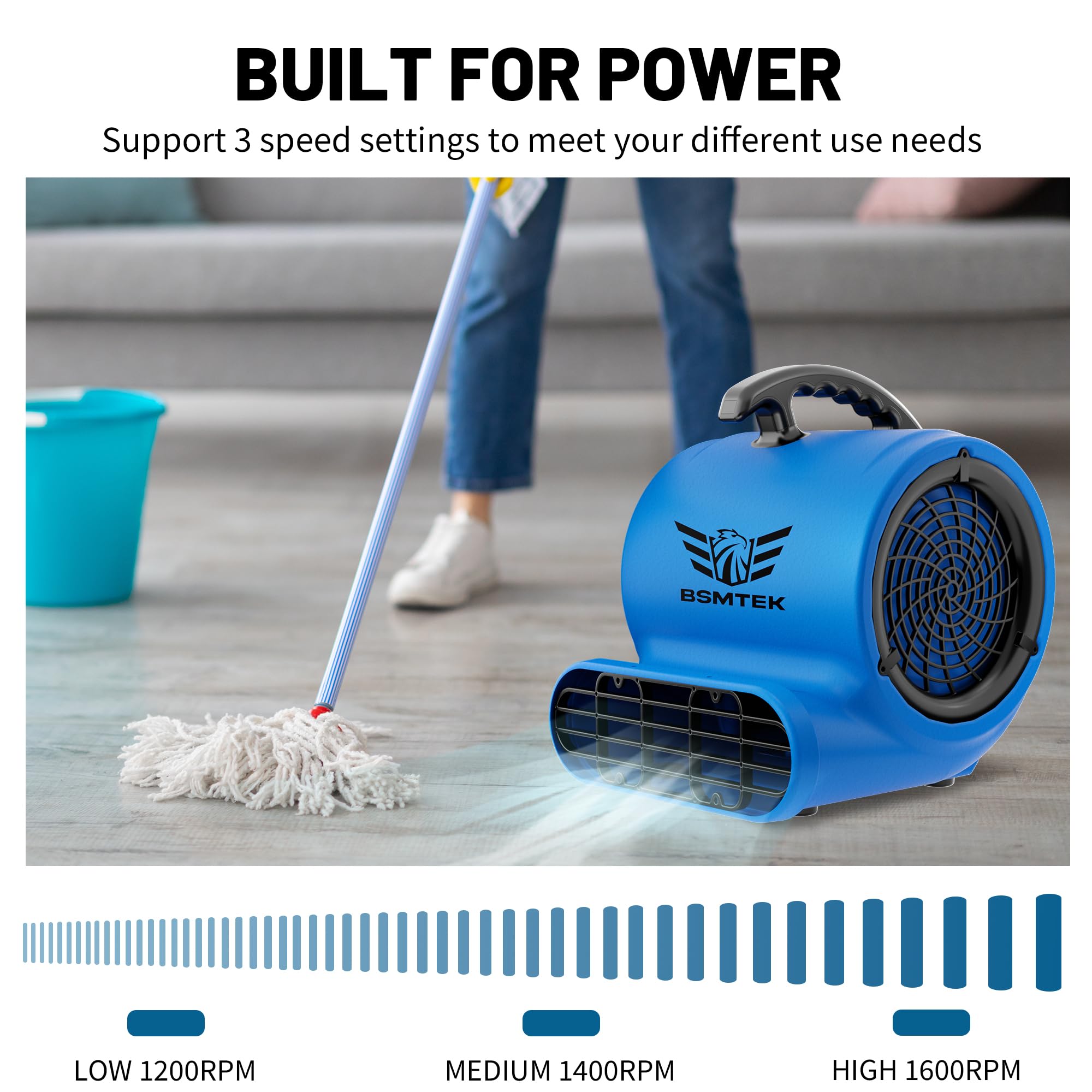 Snapklik.com : BSMTEK Air Mover Blower Fan, Industrial 1/2HP 2500CFM ...