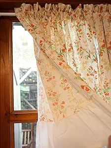 Amazon.com: A.Monamour Short Curtain for Small Window Floral Cotton ...