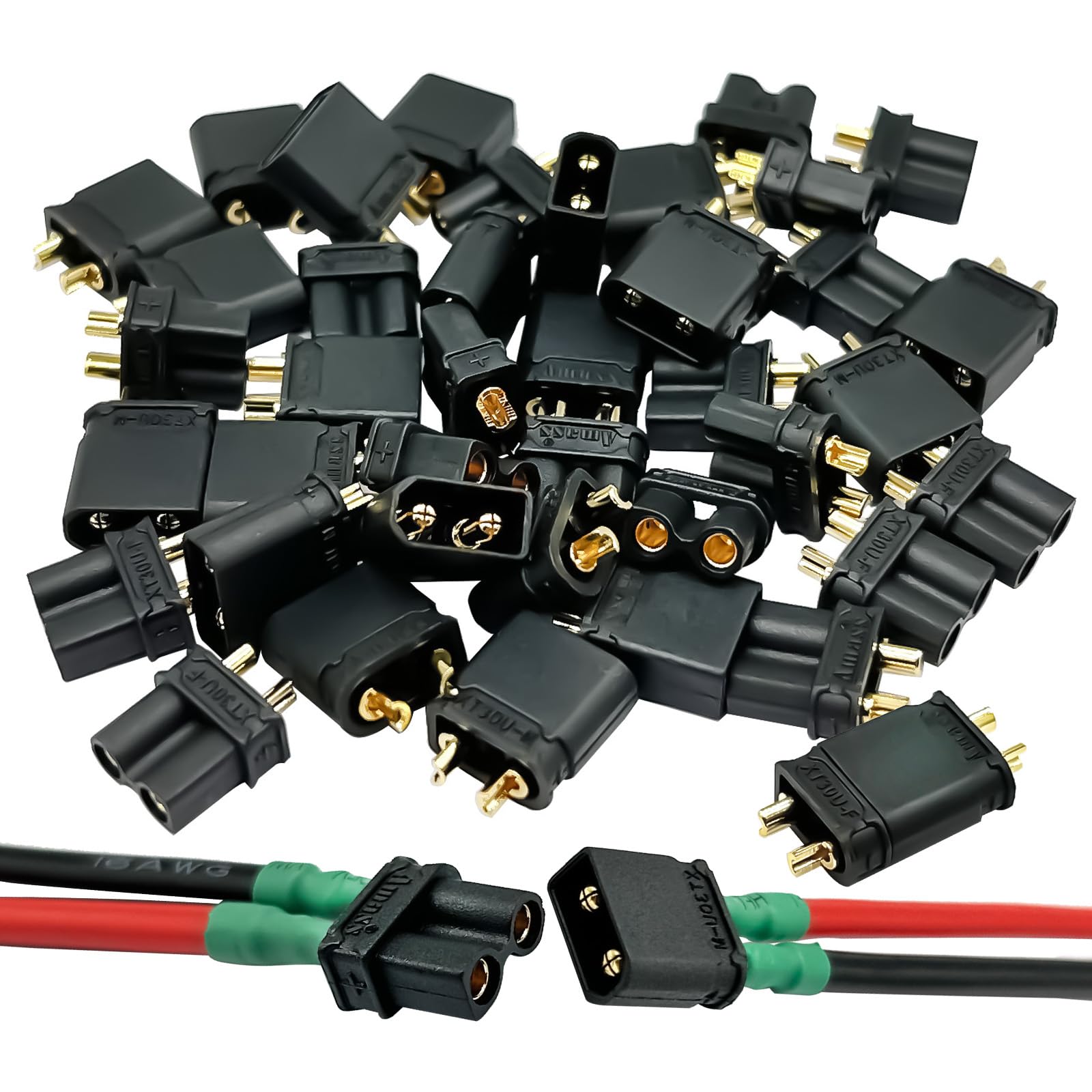 Amazon.com: 20Pairs Amass XT30 Upgrade Connector Black XT30U Connectors ...