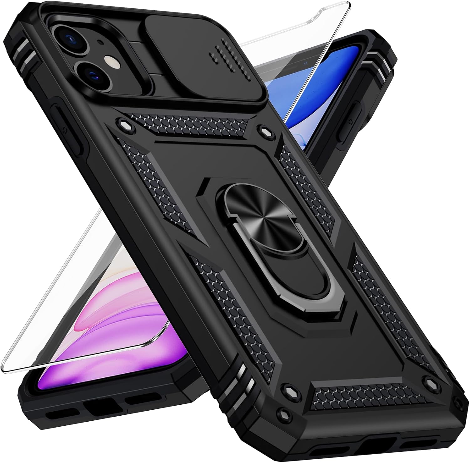 Amazon.com: Vinve for iPhone 12 Case, iPhone 12 Pro Case, Slide Lens Cover, HD Screen Protector ...