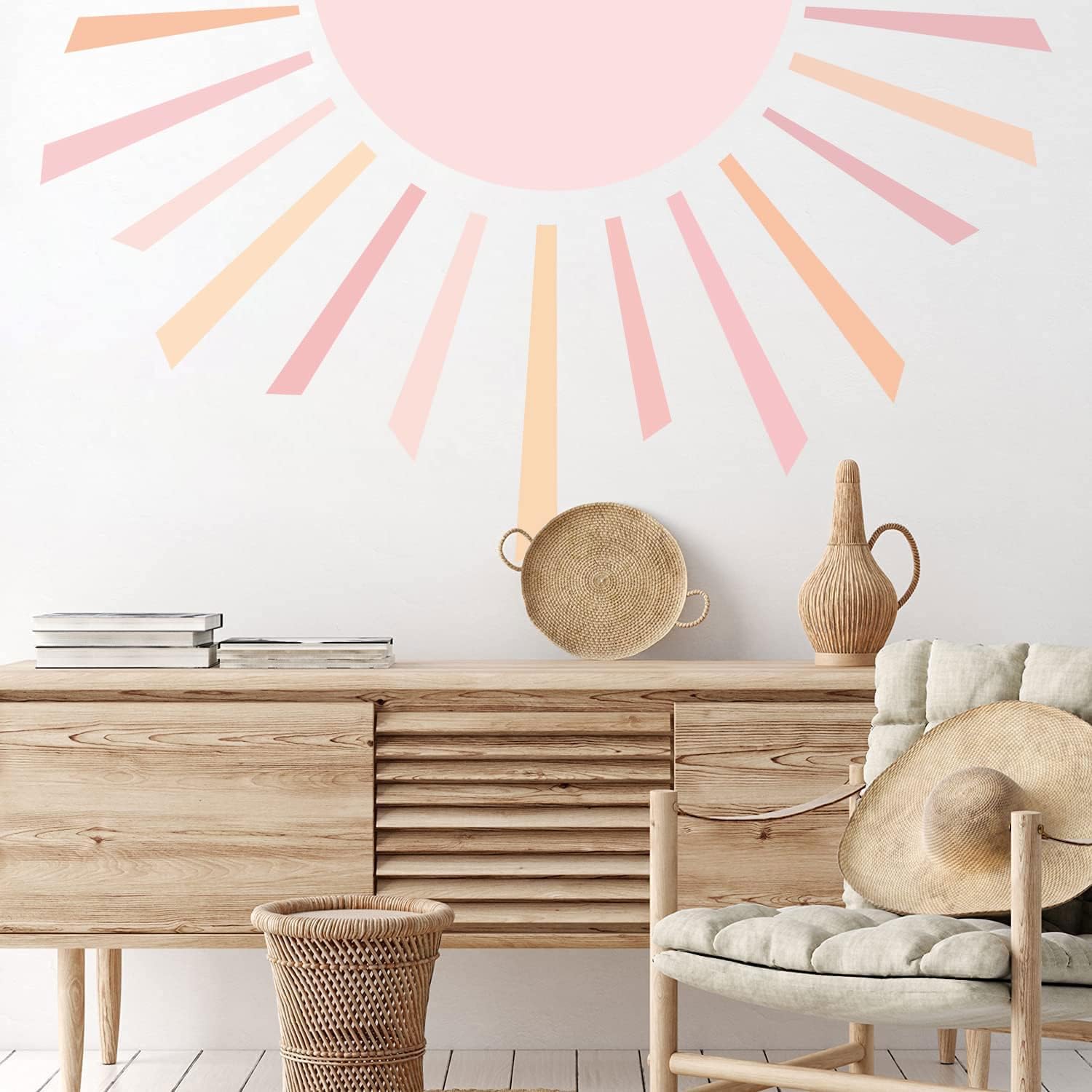 Amazon.com: Large Boho Half Sun Wall Decal Vinyl Sunshine Wall Stickers ...