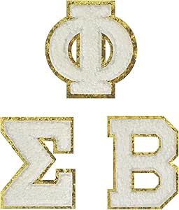 Amazon.com: FLIXLEAP 3PCS Phi Greek Letter Patches Beta Iron on Patches Sigma White Chenille ...