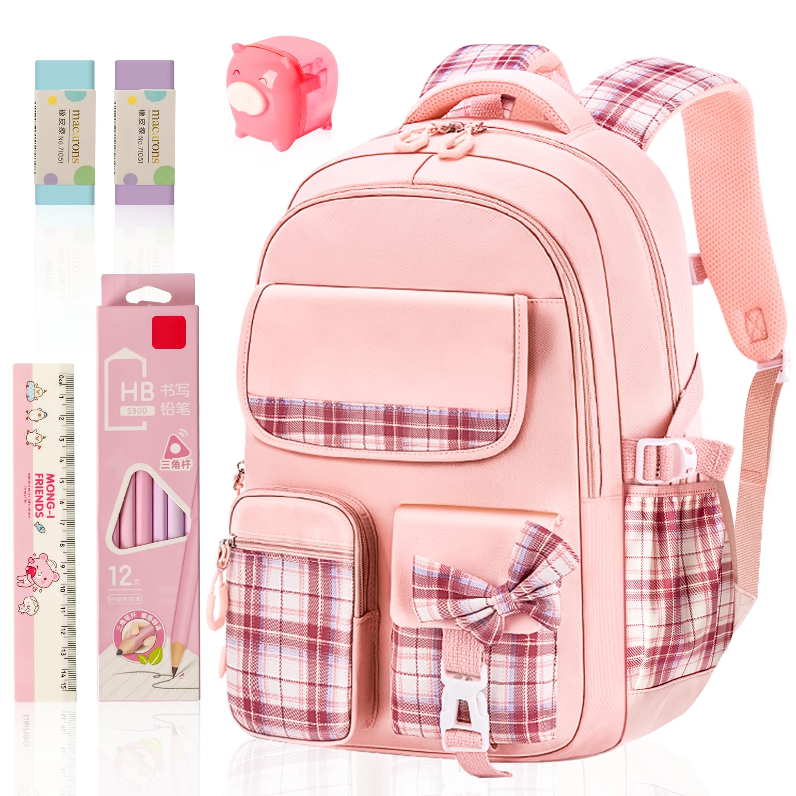 Aedcbaide Girls Backpack with Stationery Set, Large Capacity Kids ...