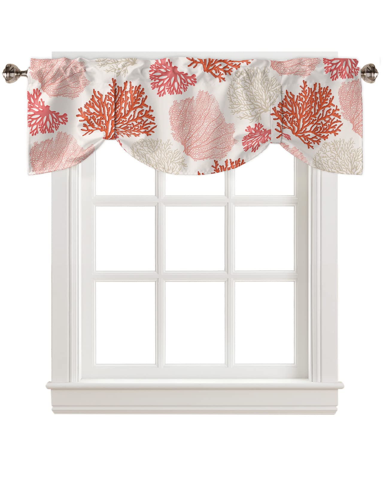 Amazon.com: Tie Up Valance for Windows Nautical Coastal Ocean Coral ...