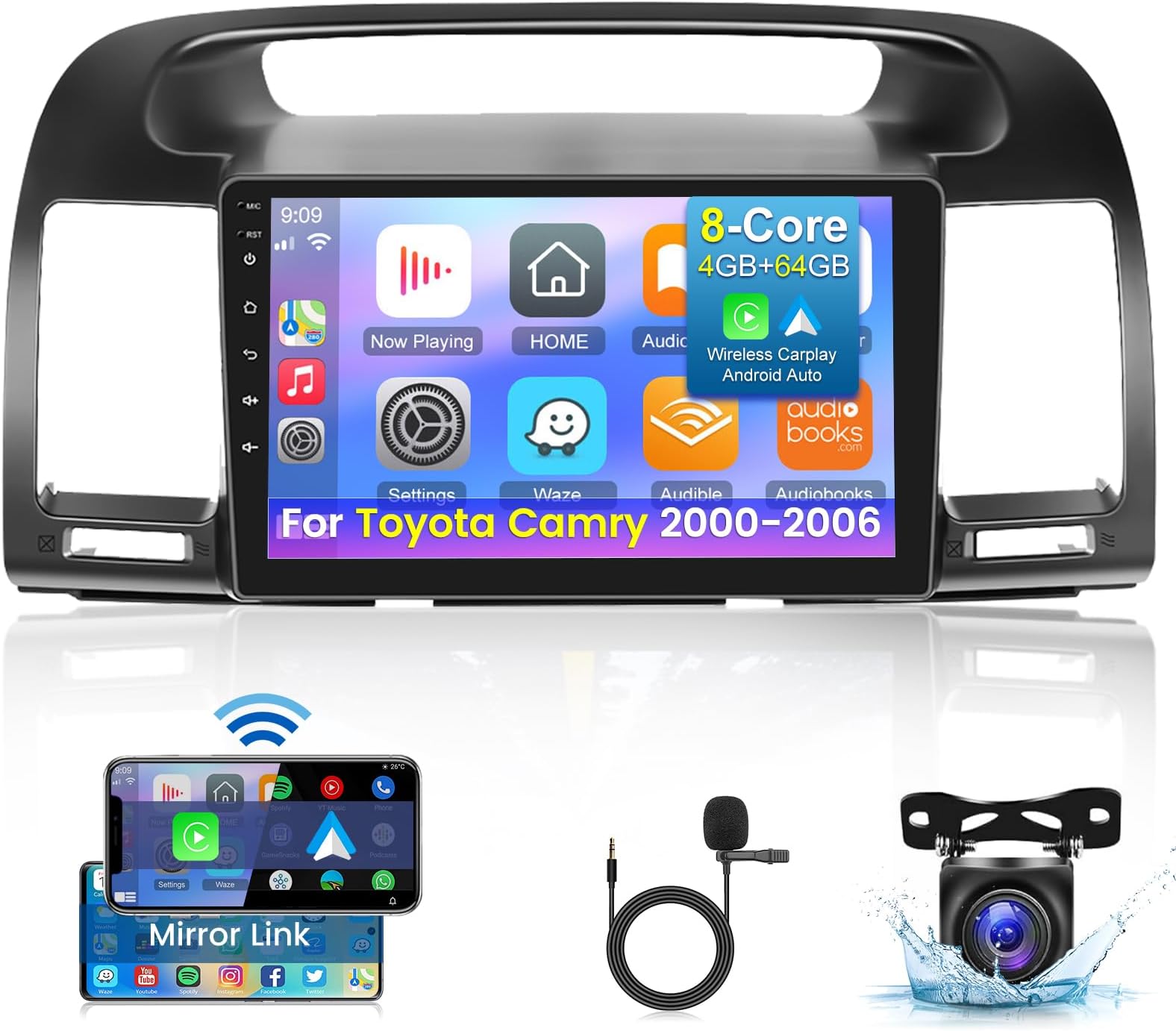 Amazon.com: [8 Core 4+64G] Android Car Radio for Toyota Camry 2000-2006 ...