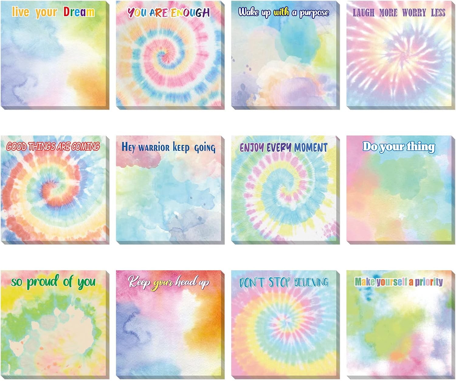 Amazon.com : 12 Pcs Inspirational Sticky Notes 3 x 3 Inch Motivational ...