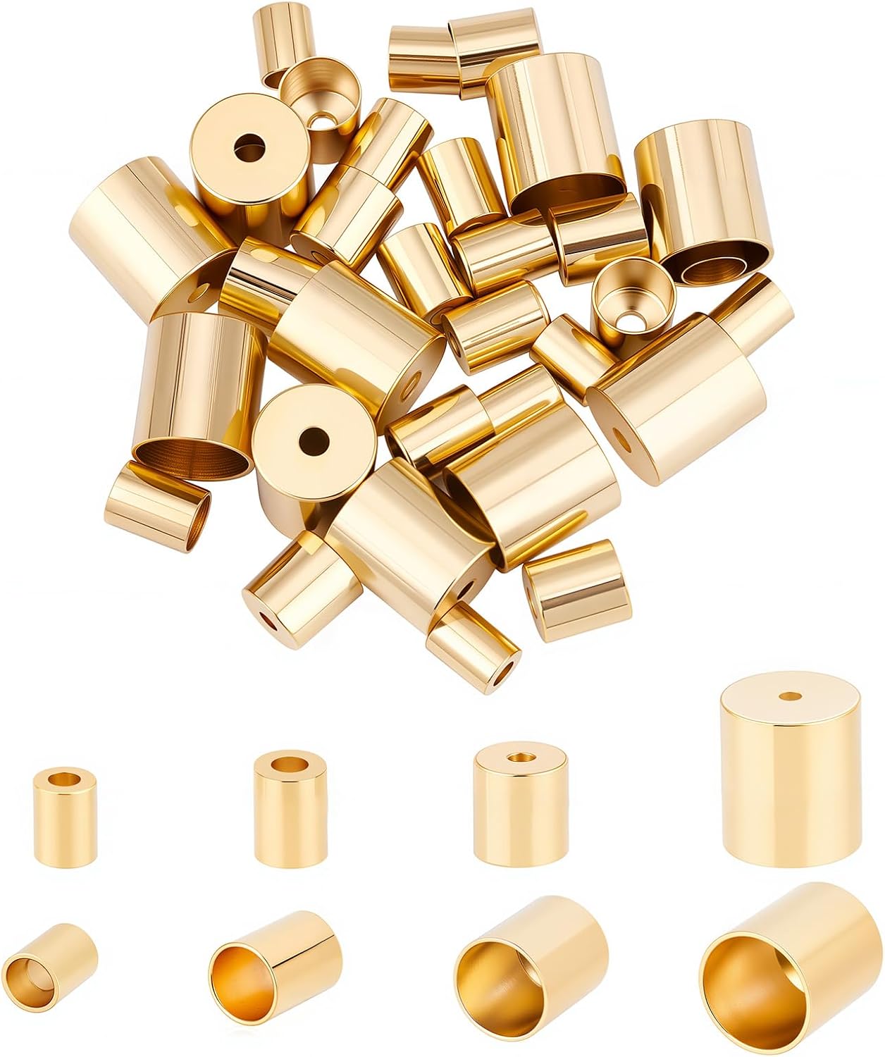 Amazon.com: CREATCABIN 40Pcs 24K Gold Plated Brass Cord Ends Metal End ...