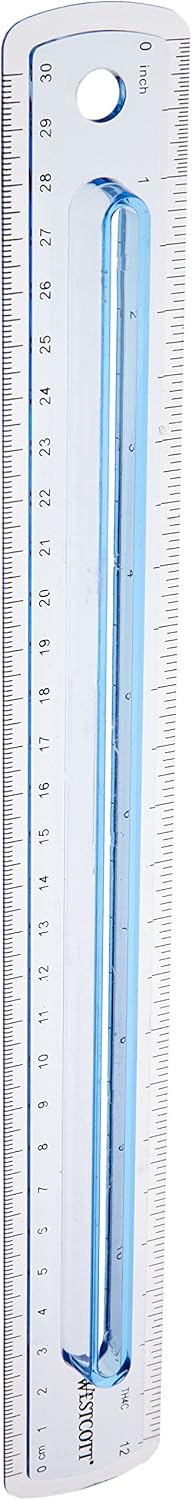 Amazon.com : Westcott Finger Grip Plastic Ruler Measuring Inches and ...