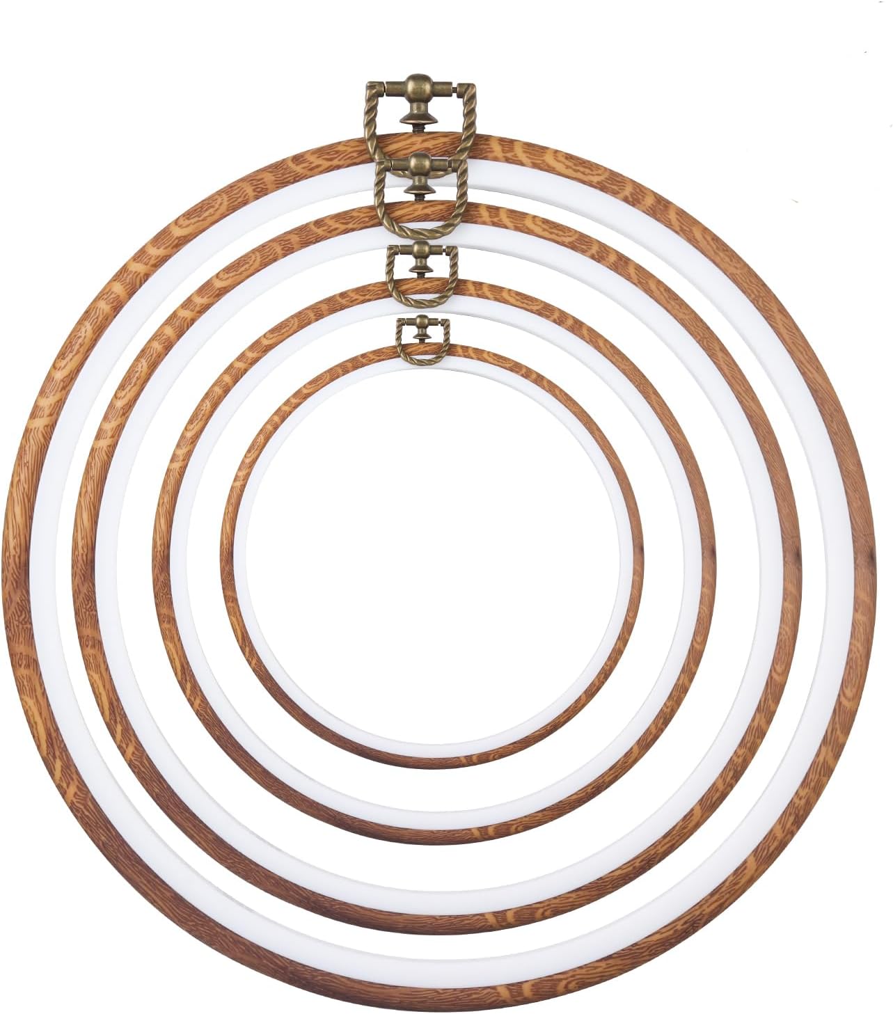 Amazon.com: 4 Pcs Round Embroidery Hoops Set-Decorative Cross Stitch ...