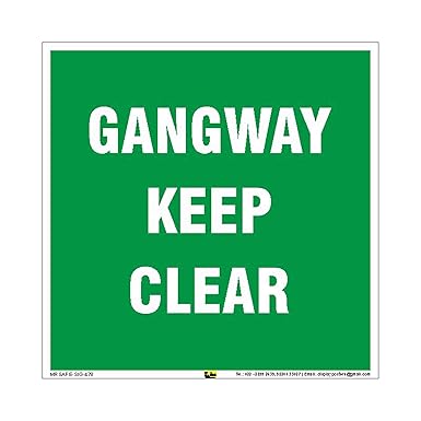 Mr. Safe Gangway Keep Clear Sign PVC Sticker 8 inch X 8 inch : Amazon ...