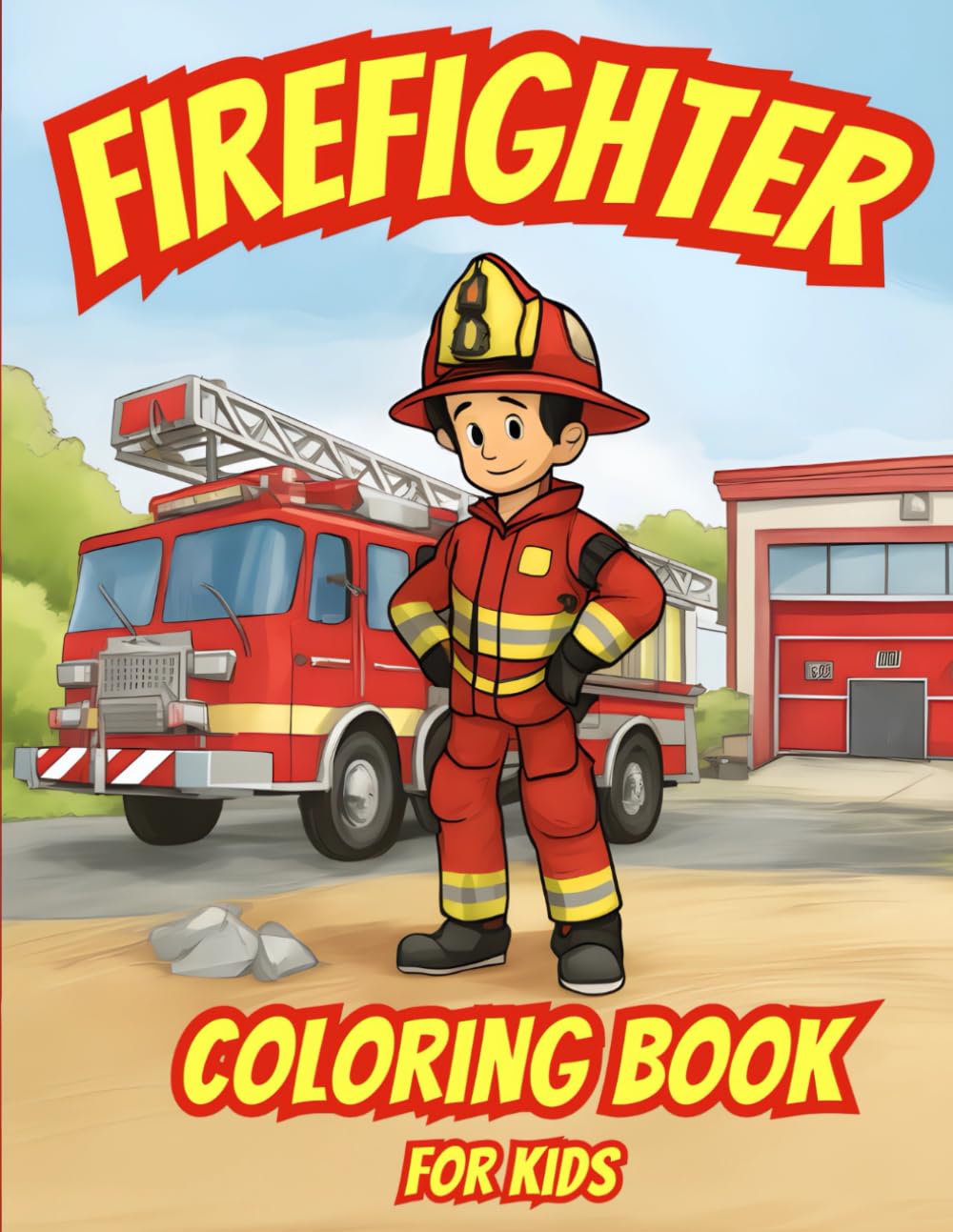 Firefighter Coloring Book for Kids: 35 Large Print Coloring Pages of ...