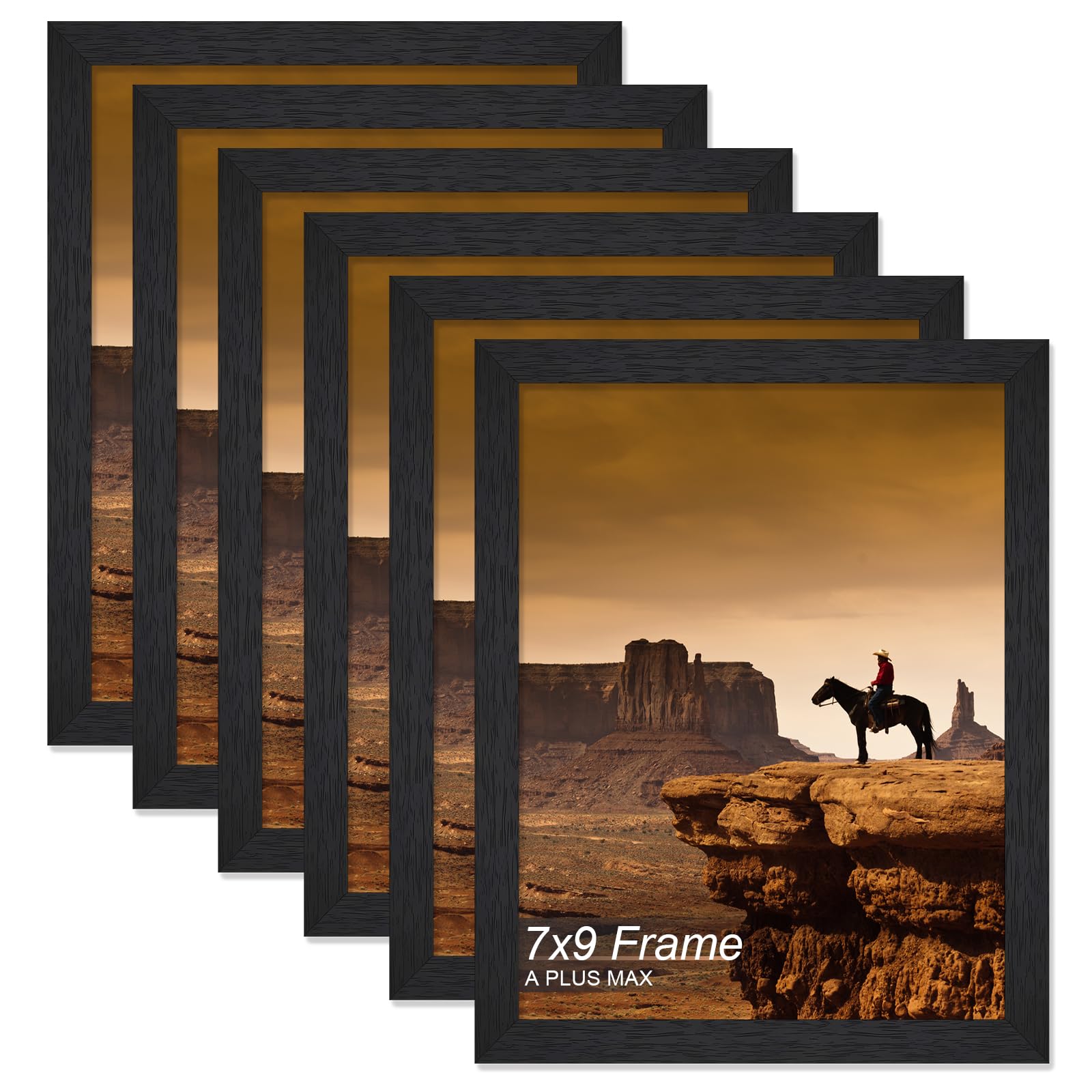 Amazon.com - A PLUS MAX 7x9 Picture Frame Set of 6, Black Engineered ...