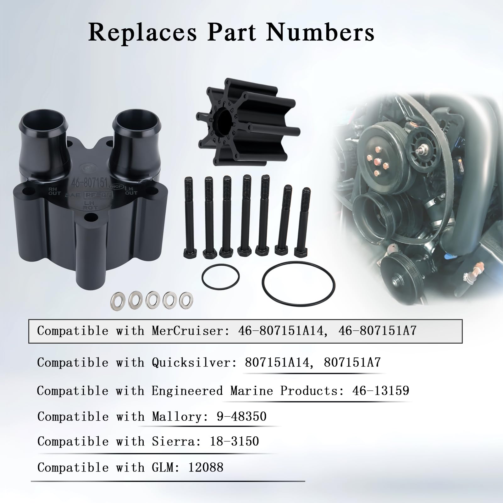 Snapklik.com : 46-807151A14 Water Pump Housing & Impeller Repair Kit ...