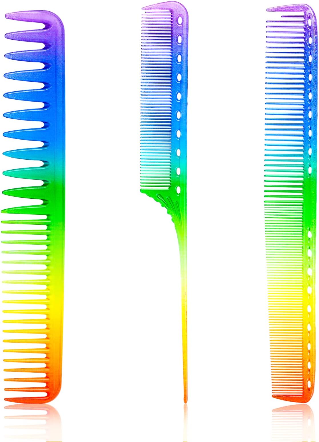 Amazon.com : WLLHYF 3 Pieces Rainbow Hair Combs, Rat Tail Fine Cutting ...
