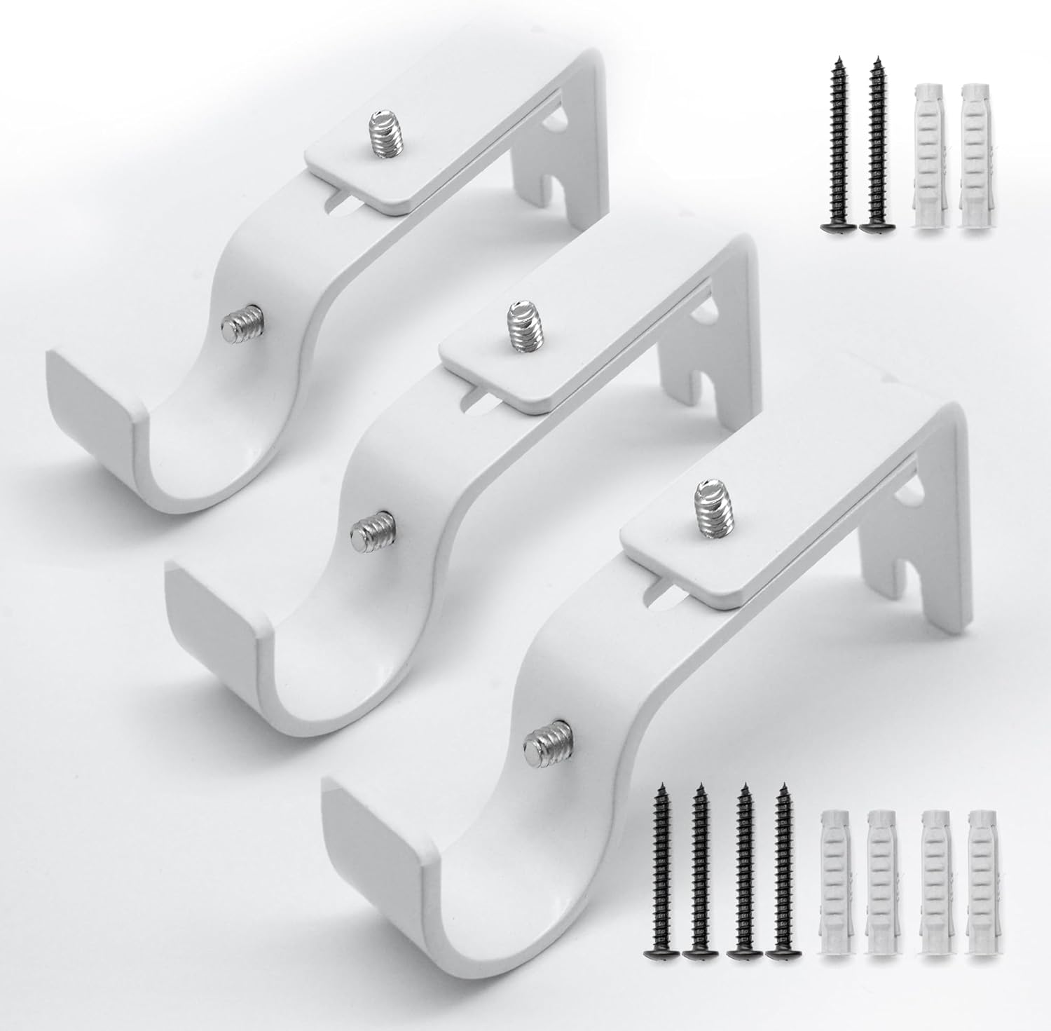 Amazon.com: Curtain Rod Brackets Adjustable, 3 Pack Premium Rod ...