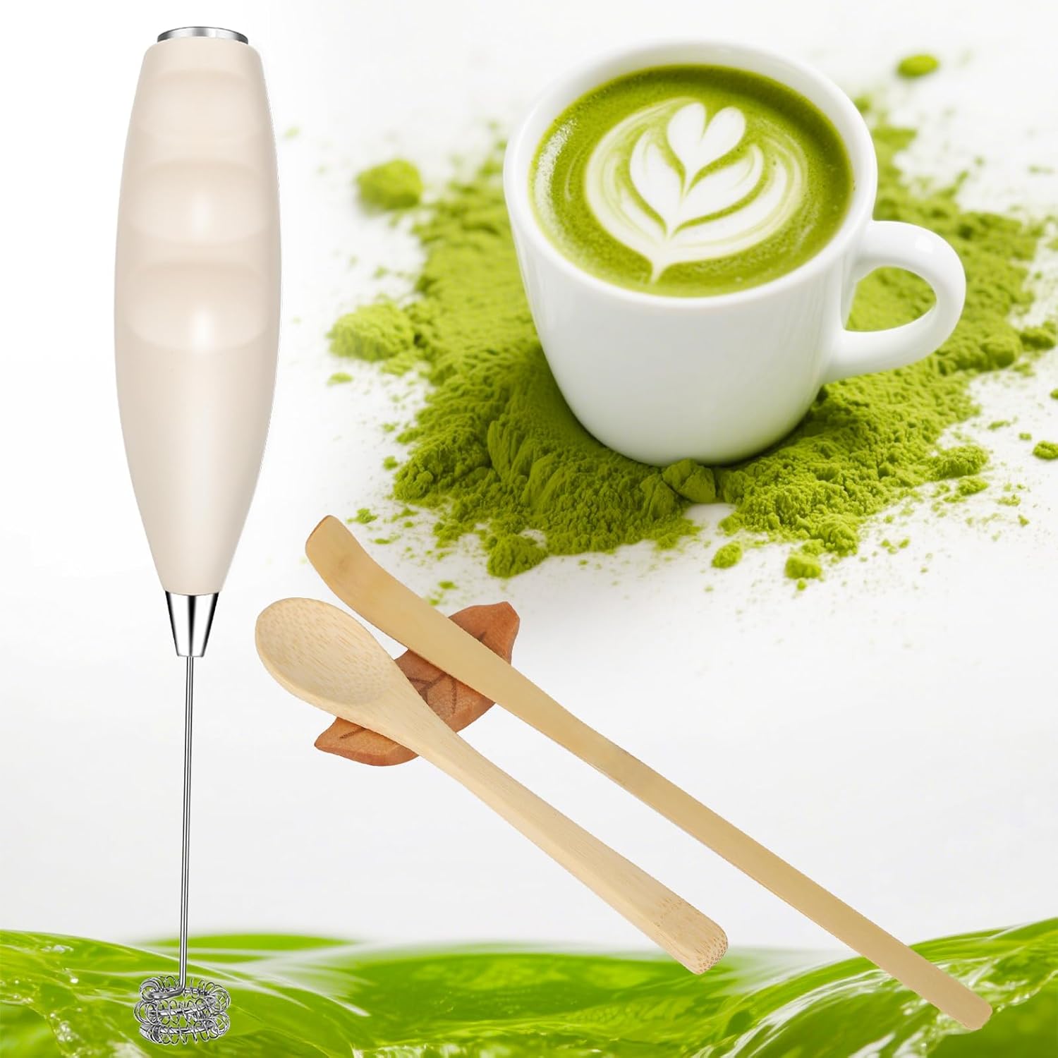 Amazon.com: Matcha Whisk Set Electric Matcha Kit 4-PCS SET, Electric Matcha Whisk、Bamboo Spoon*2 ...