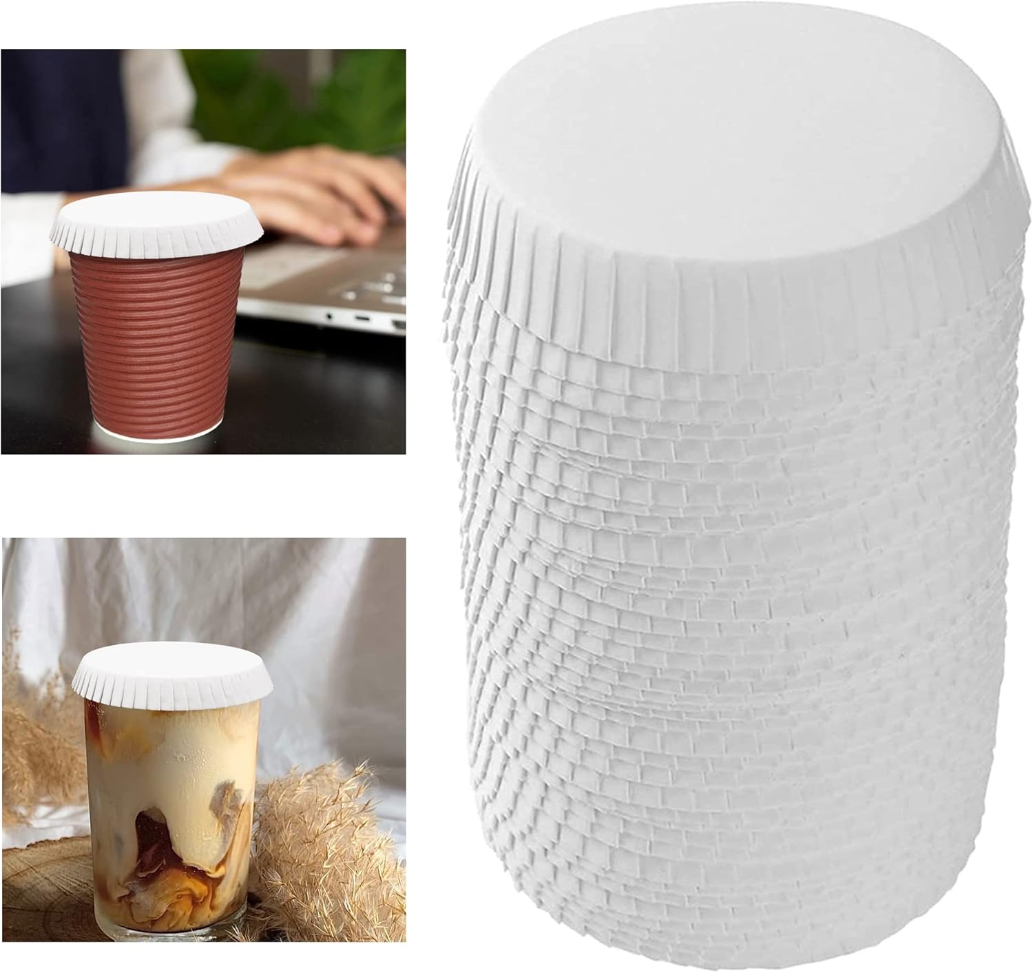 ELECDON 100pcs Disposable Paper Cup Covers, Coffee Tea Cup Covers ...