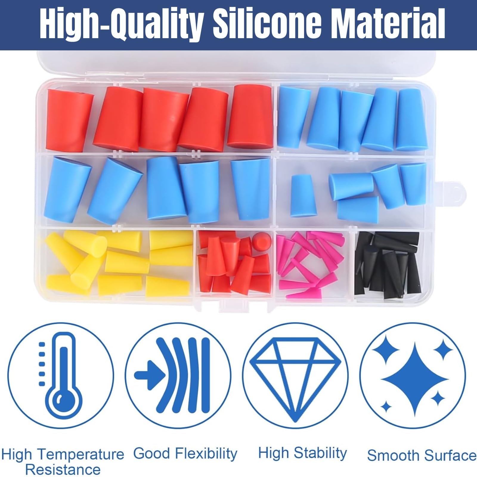 Silicone Plugs 210-Piece High Temp Silicone Rubber Plug Kit - Tapered ...