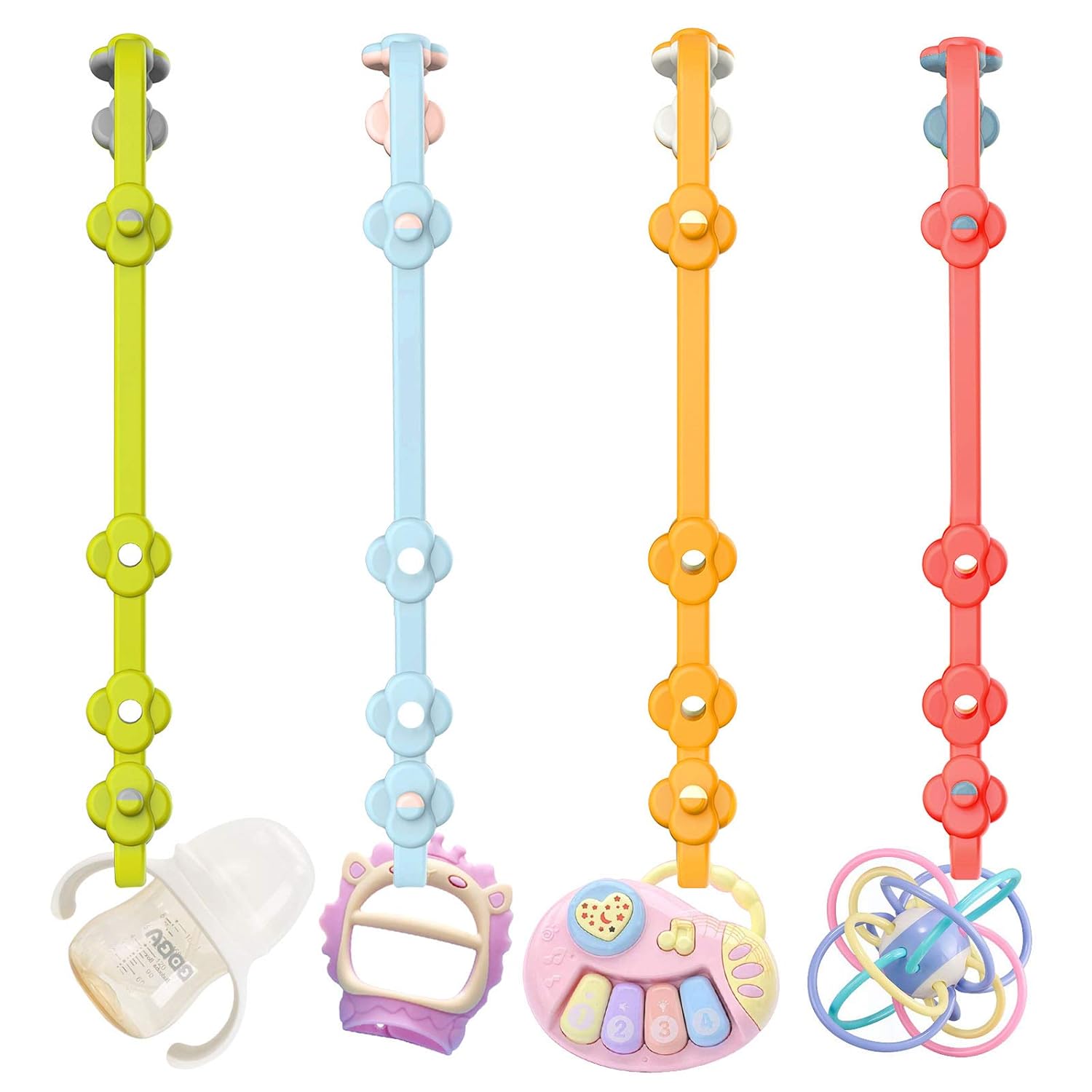 Amazon.com : Pacifier Holder,4PK Stretchable Silicone Pacifier Clips ...