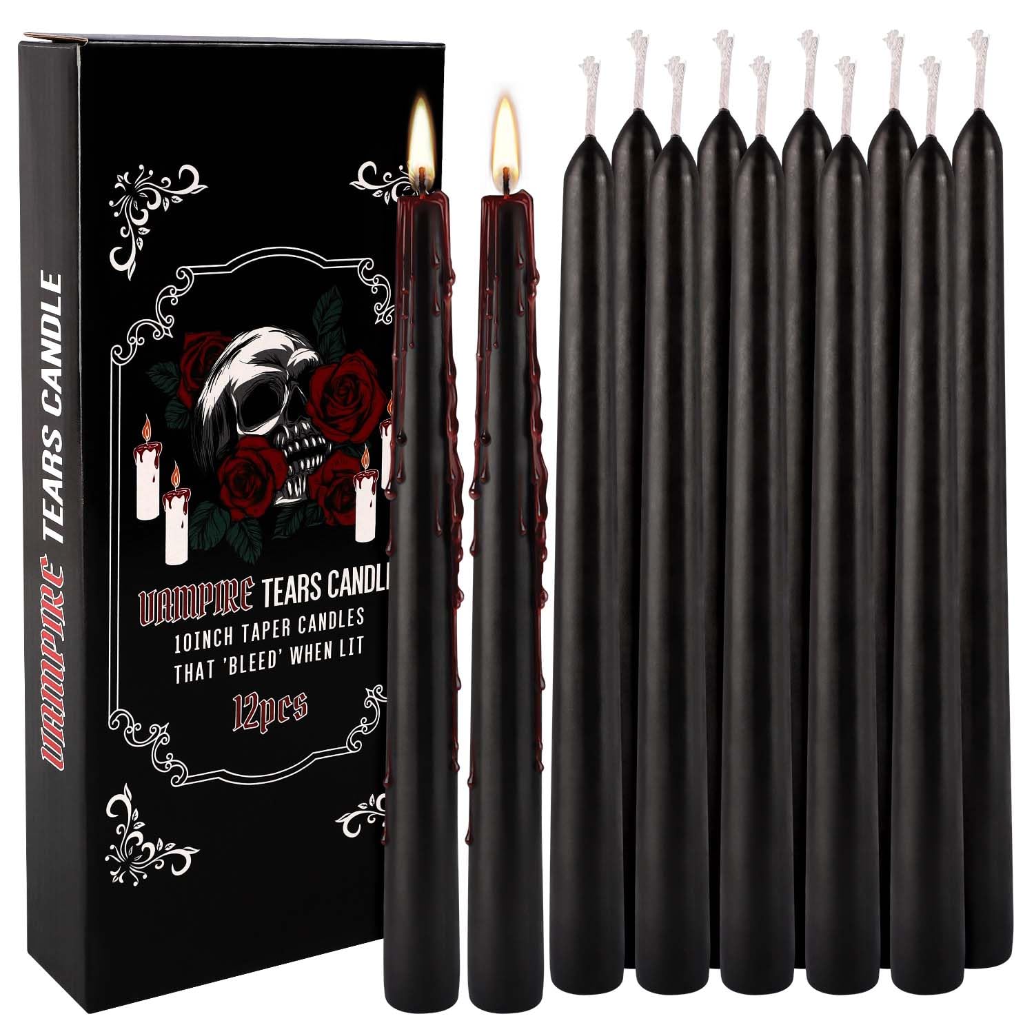 Amazon.com: 12PCS 10-Inch Black Bleeding Taper Candles,Vampire Tears ...