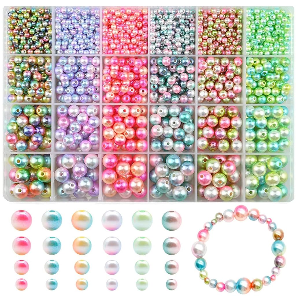 SANNIDHI® 1890Pcs Pearls Beads Kit,Gradient 6 Colors Small Big Pearl ...