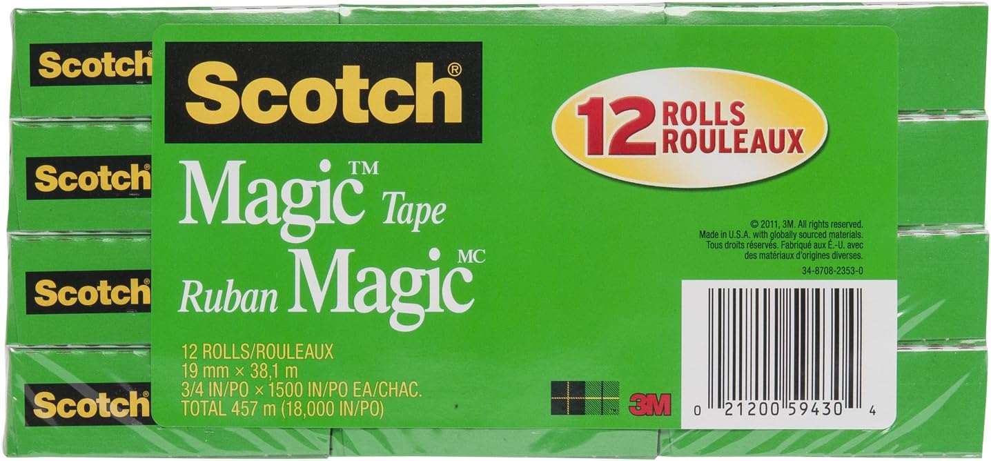 Scotch Tape Magic Tape, 19 mm de large x 25,4 m, 8 rouleaux : Amazon.ca ...