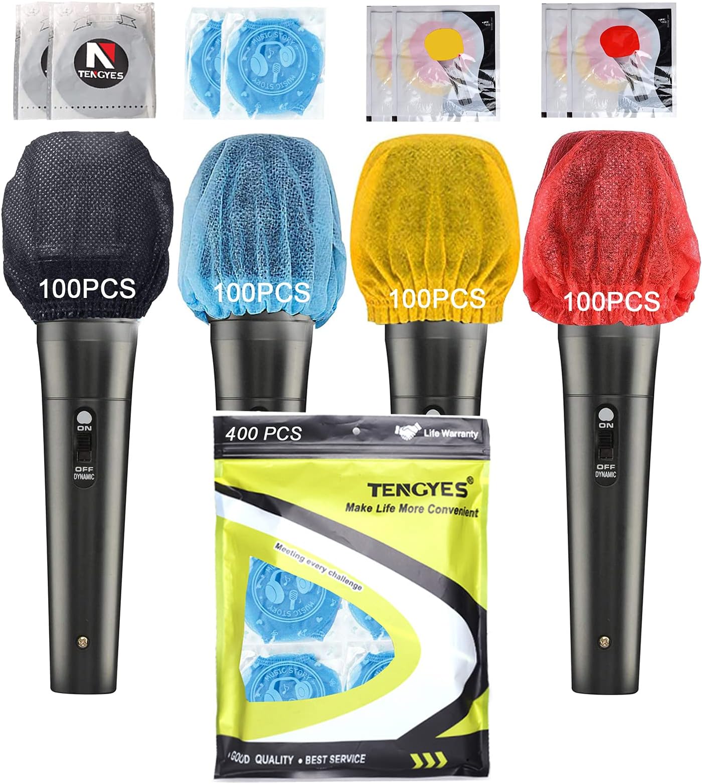 400 PCS (200 Pack) TENGYES Microphone Hygiene Covers Disposable Non ...