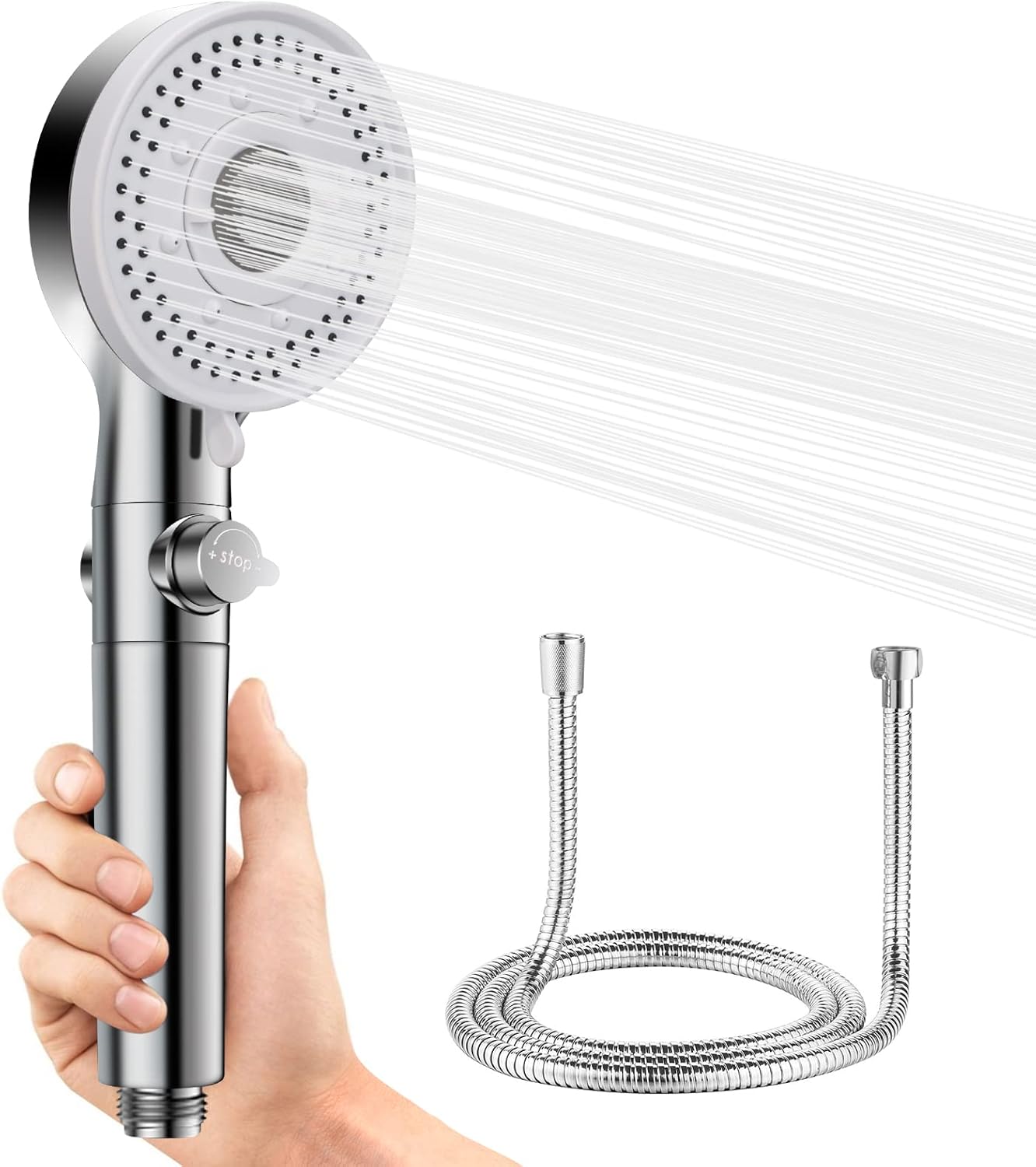 Shower Head and Hose - BBtang High Pressure Shower Heads 5 Spray Modes ...