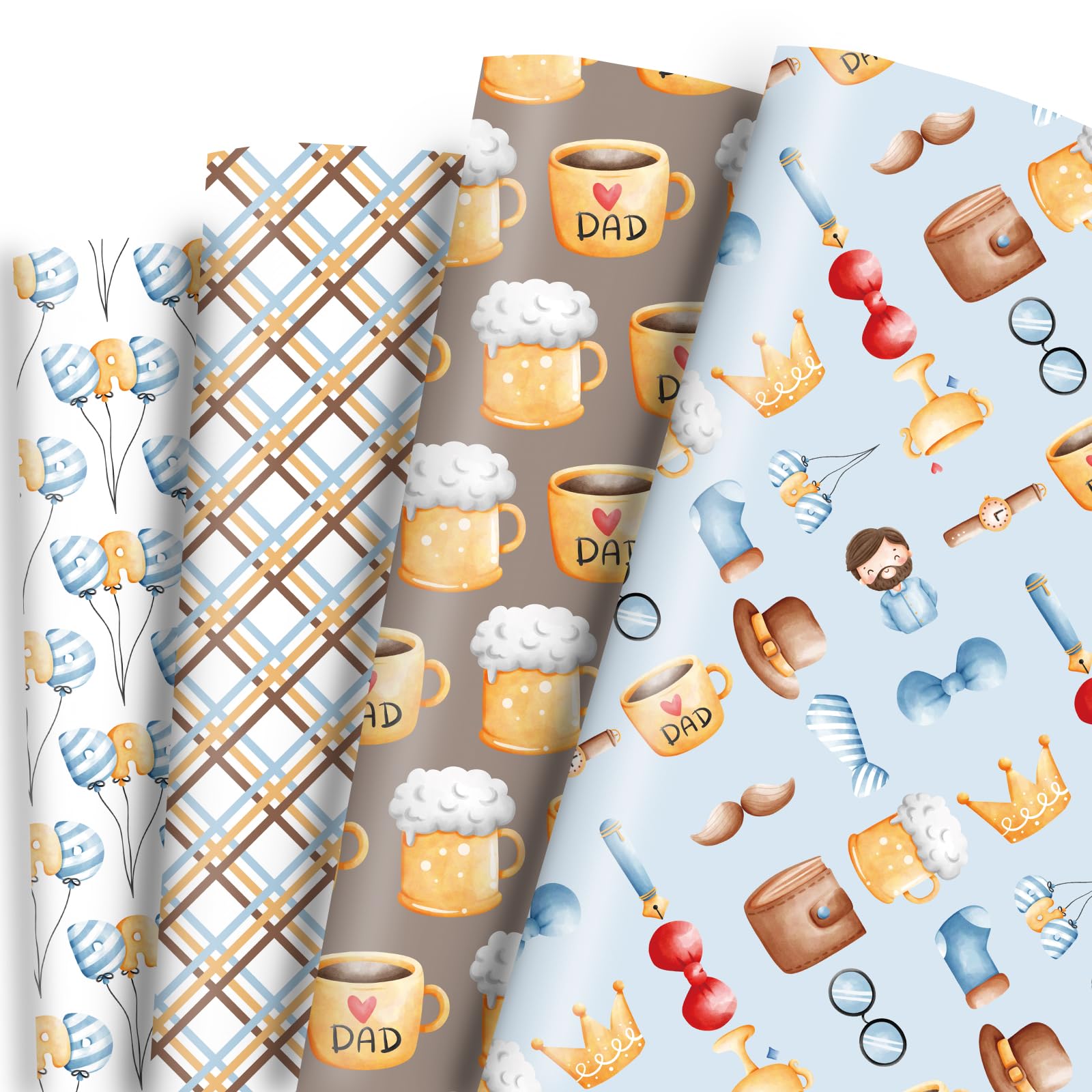 Amazon.com: Vnaaem Father's Day Wrapping Paper for Dad Stepfather - 8 ...