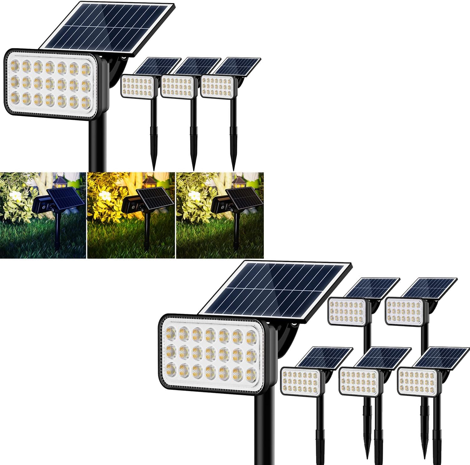 JACKYLED Solar Spotlights 10 Pack, 84 LED Super Bright Solar Spot ...