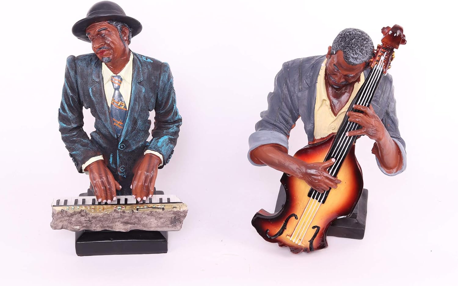 DECO GEMME Figurine Musicien Jazz Jouer Piano et contrebasse, Jazzman ...