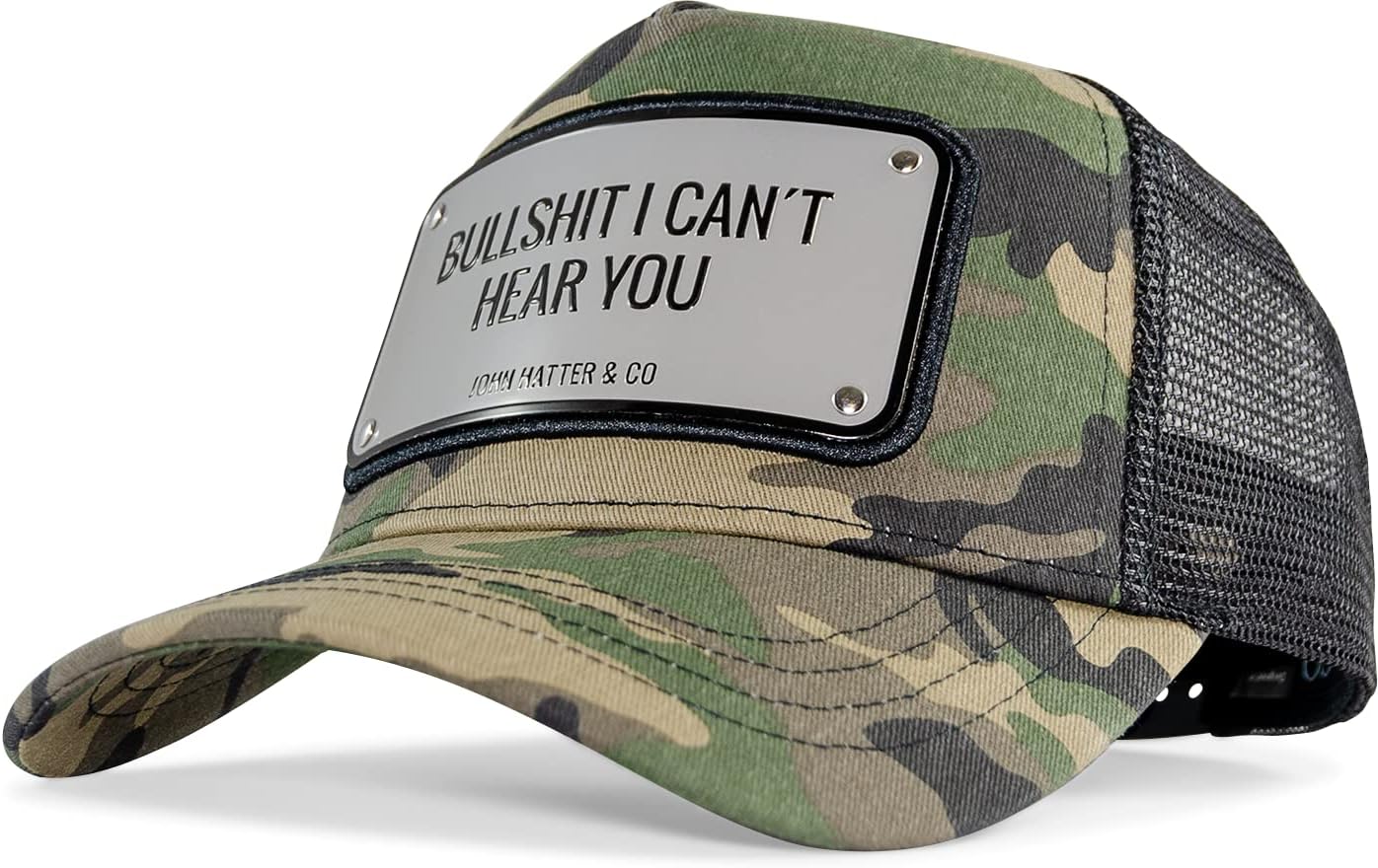 John Hatter & Co Bullshit I Can't Hear You Camo Adjustable Hat at ...