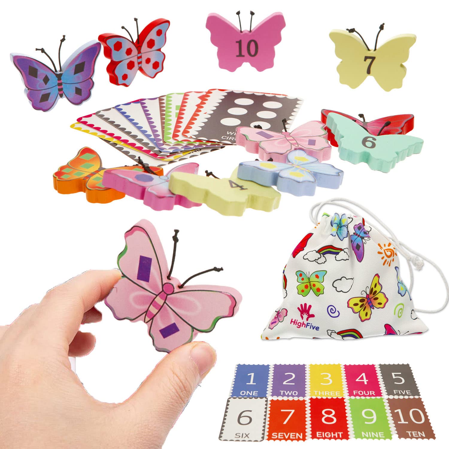 Buy HighFive Counting Butterflies, Montessori Counting, Colours, and ...