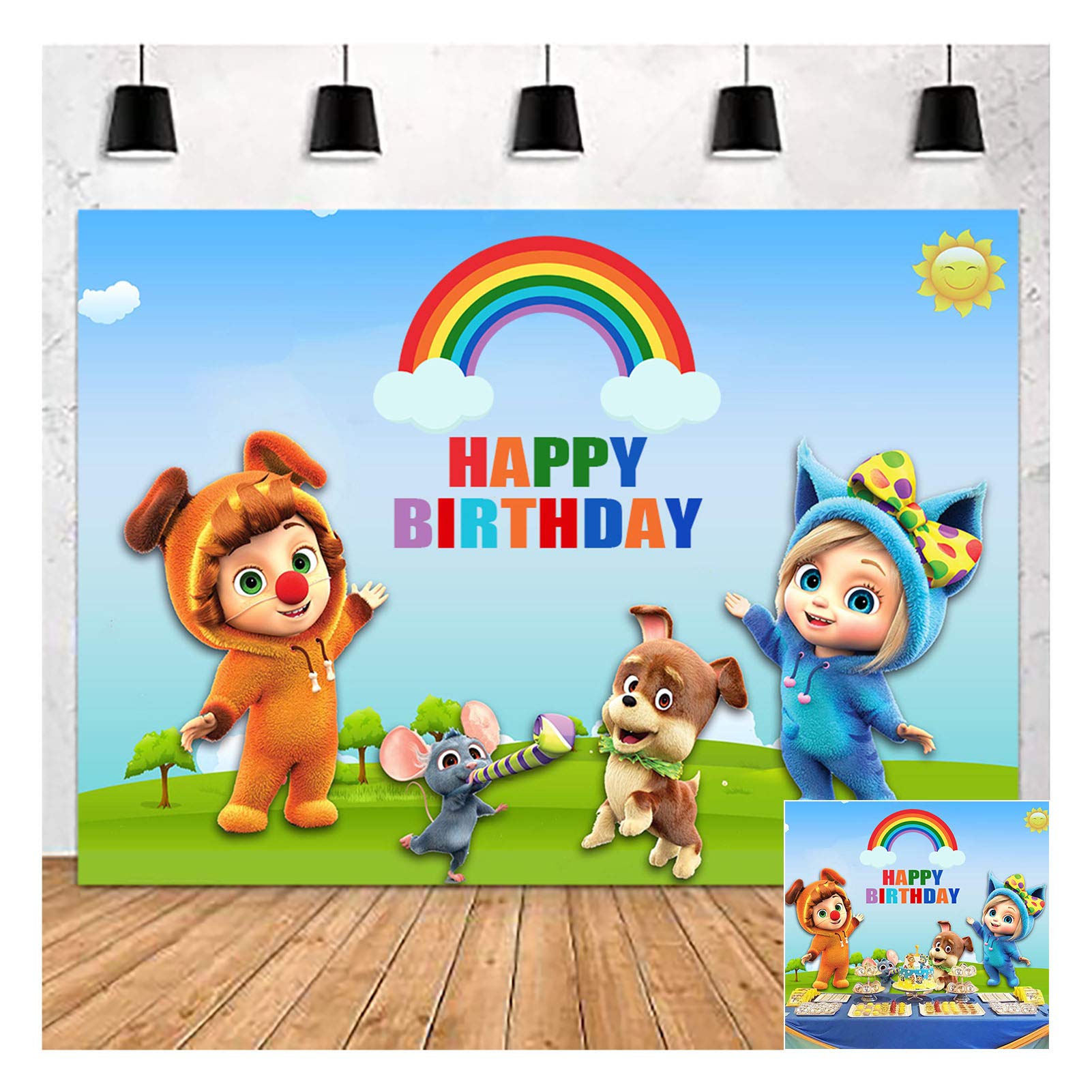 Cartoons Dave And Ava Happy Birthday Theme Photography Backdrops 5x3ft ...