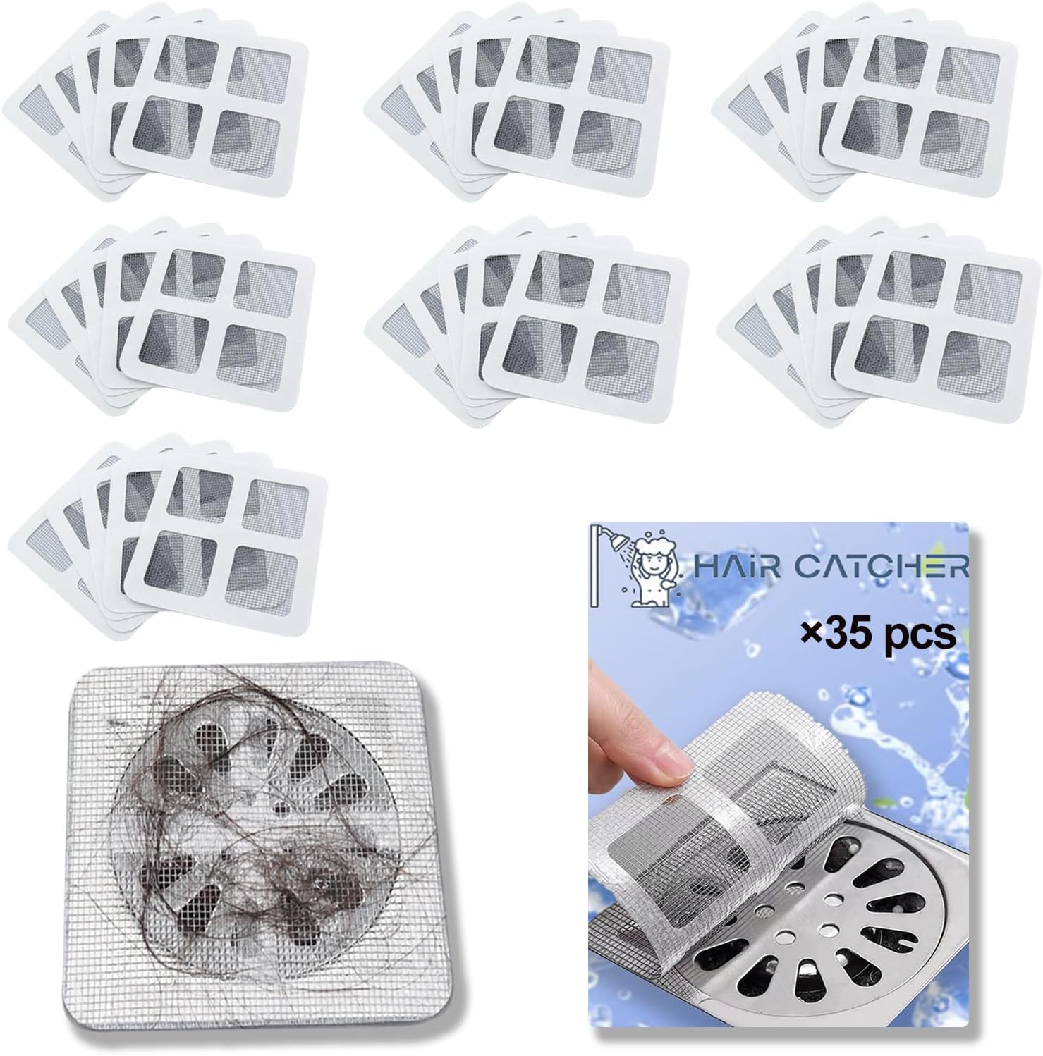 Disposable Shower Drain Cover Hair Catcher - 10 Pack Shower Drain Hair ...
