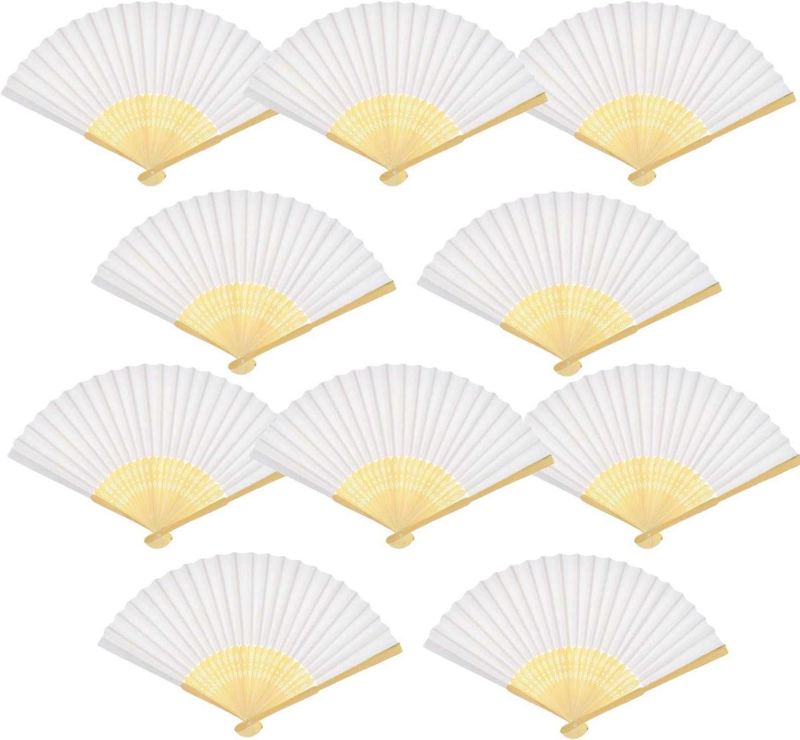 Amazon.com: TKMOS 20 Pack Handmade Paper Folding Fans Bamboo Hand Held ...