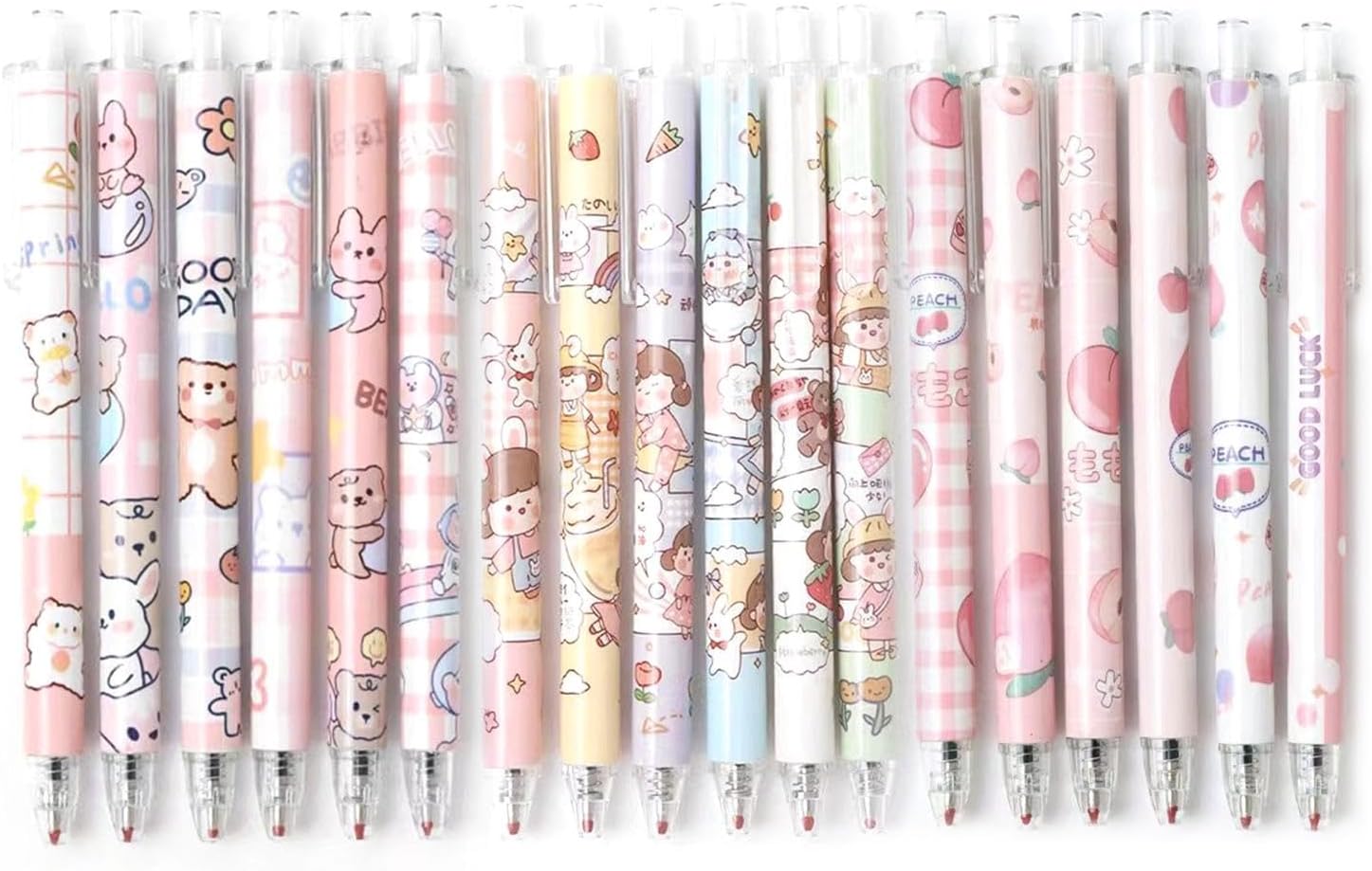 18 Pieces Cute Cartoon Click Gel Pens, Kawaii Pens, Cute Ballpoint Pens ...