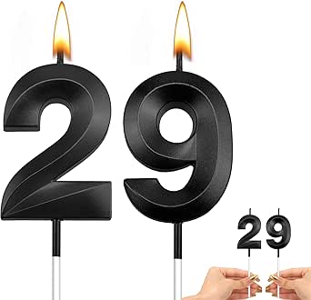 Amazon.com: 29th Birthday Candles Black Birthday Candles 29th Birthday ...