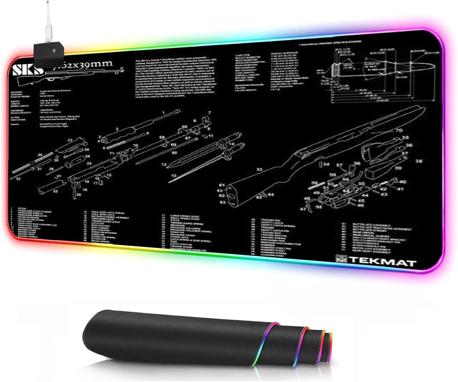 Amazon.com: Gaming Mouse Pads Exploded View of Machine Gun Large Mouse ...