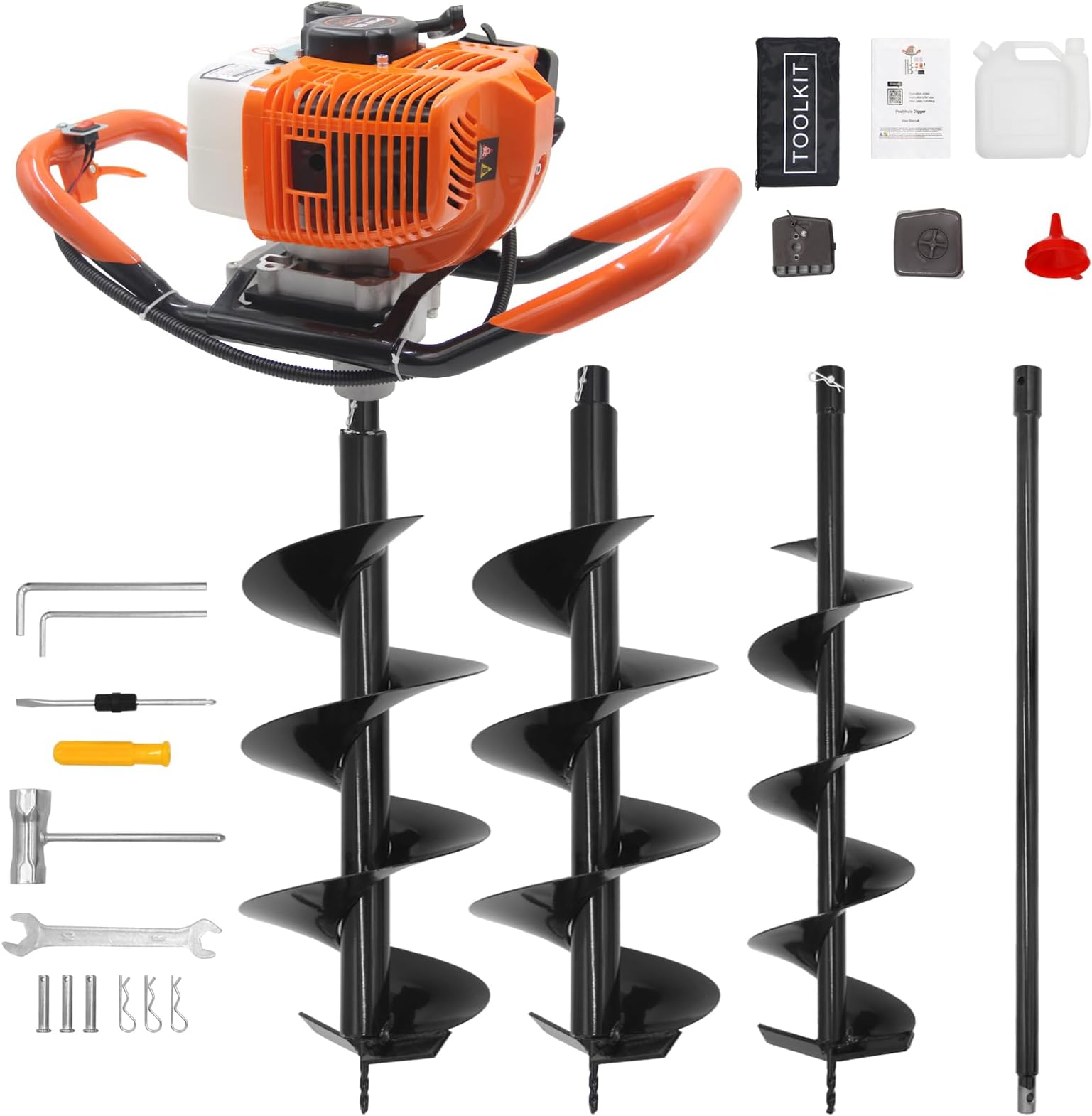 Amazon.com: XYJBHB 62CC Auger Post Hole Digger with 3 Auger Drill Bits ...